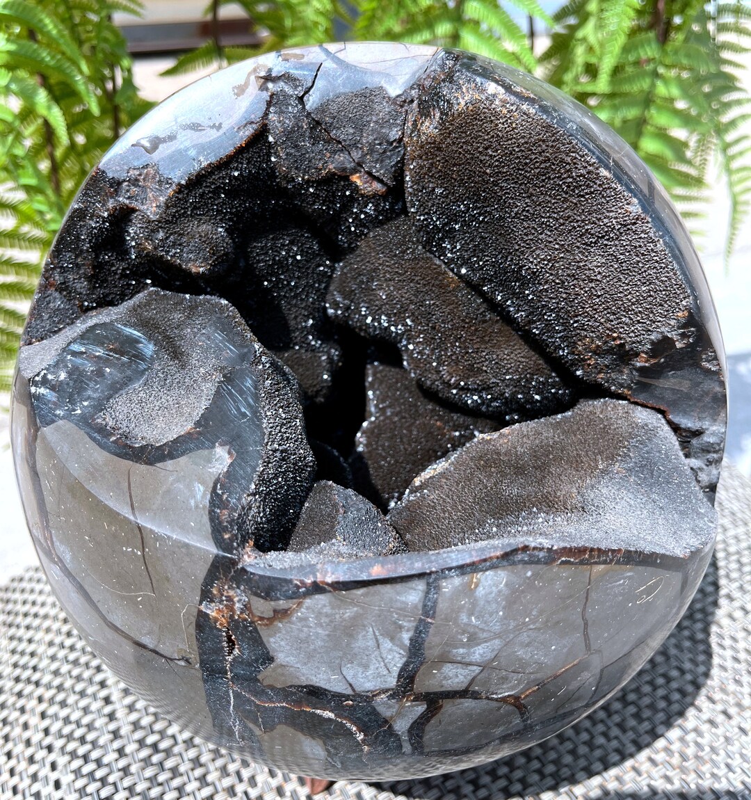 Dragon's Ball/sphere Septarian Nodule With Black Calcite Crystals ...