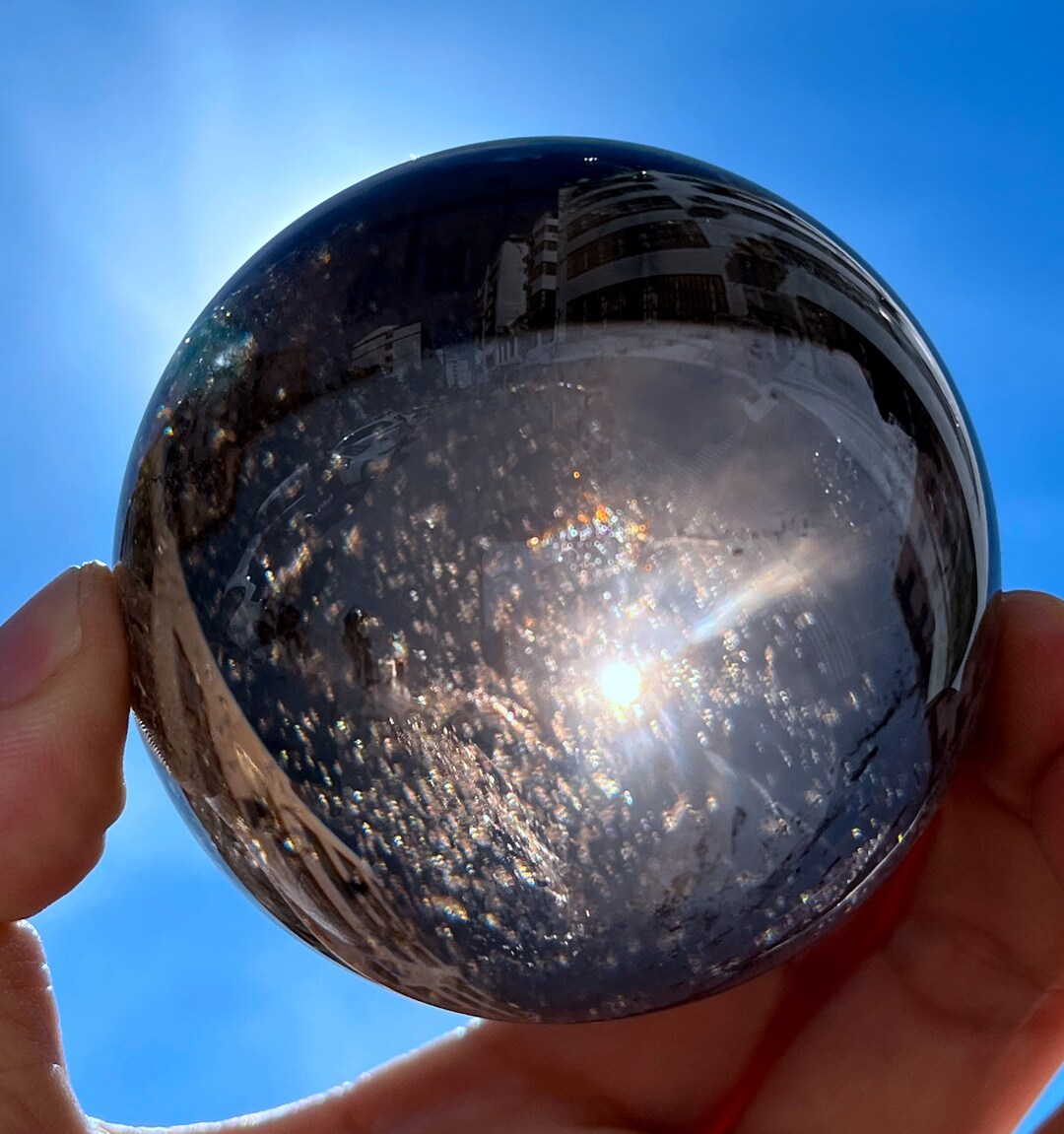 Large Clear Rainbow Smoky Crystal Quartz Sphere/rainbow Crystal Ball ...