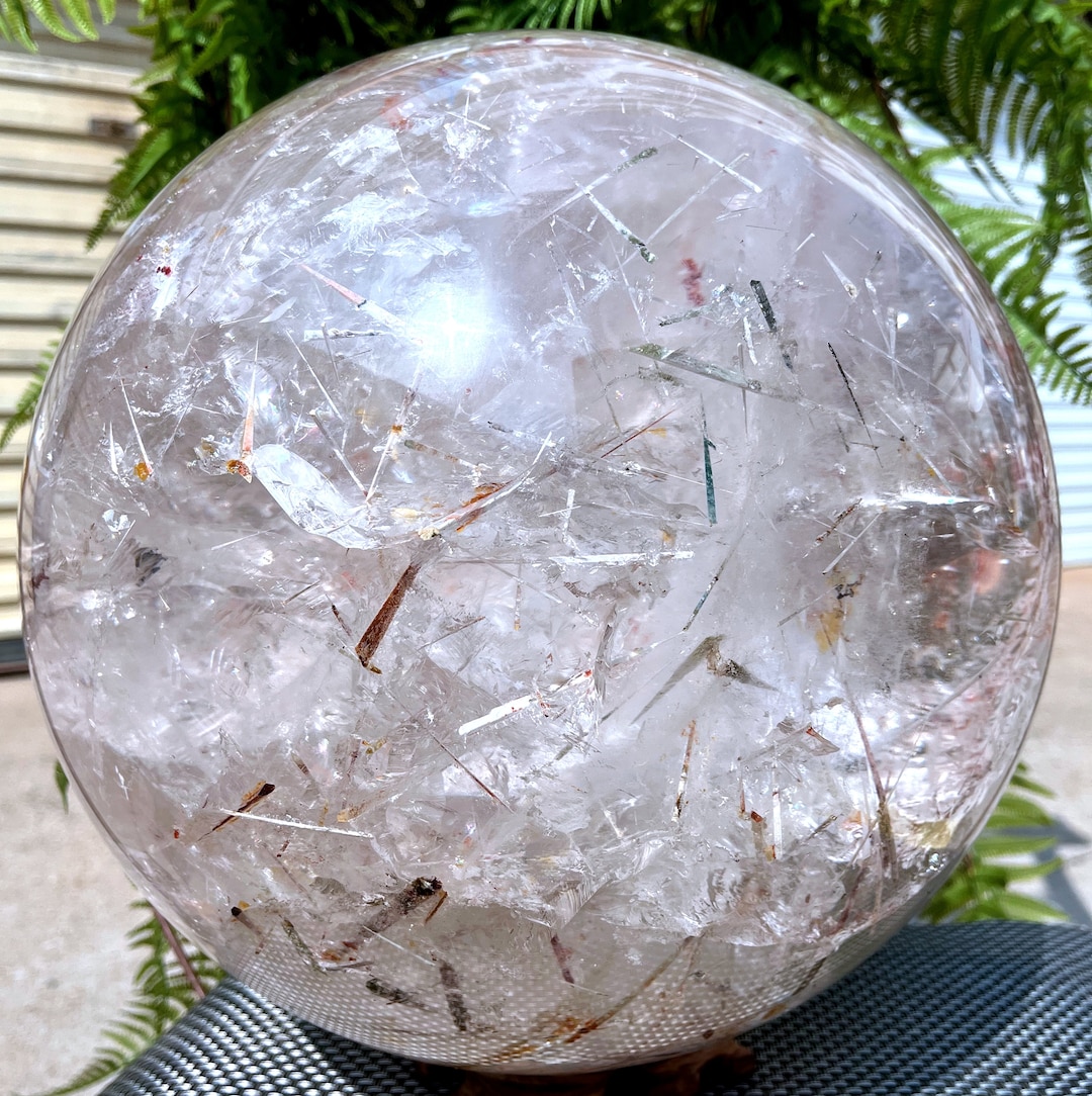 Large Rare Transparent Black Tourmaline Rutilated Crystal Quartz Ball ...