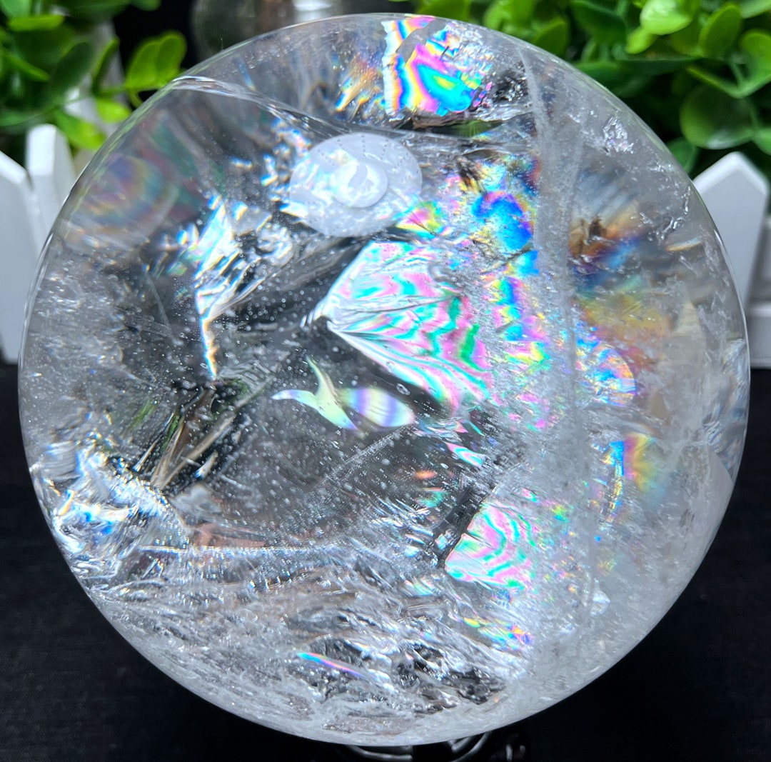 Extra Large Clear Rainbow White Crystal Quartz Sphere/rainbow Crystal ...