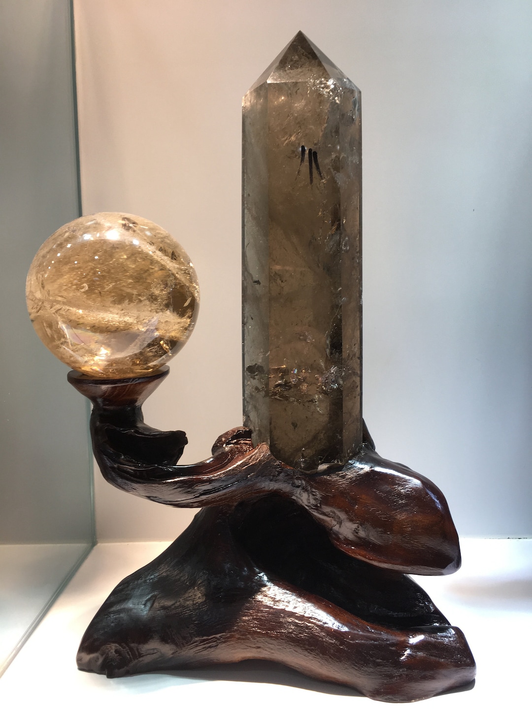 Hand Carved Round Hollowed-out Burlywood Sphere/ball/point/quartz ...