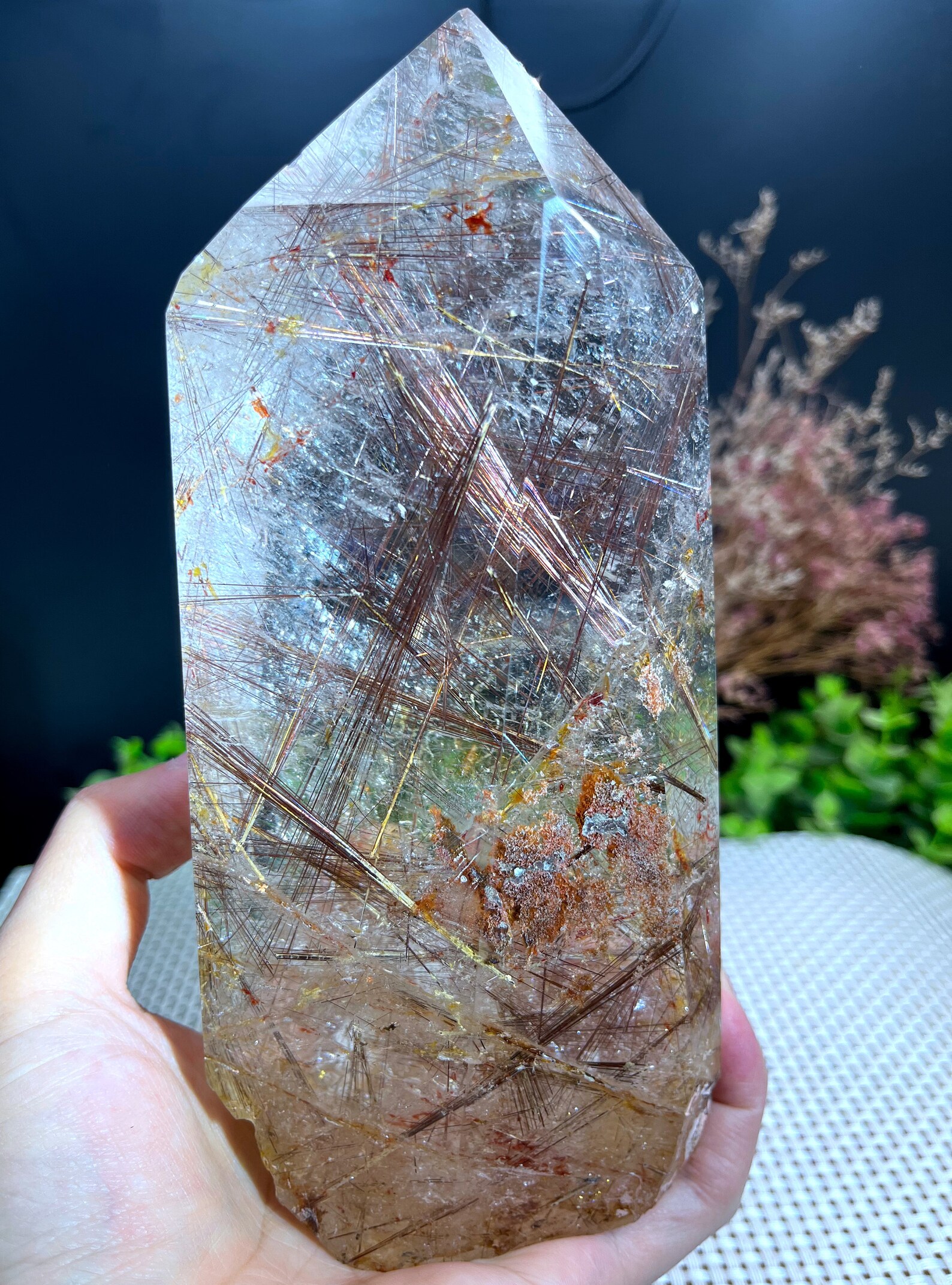 Rare Large Clear Golden Rutilated Inclusions Quartz Point/crystal Tower ...