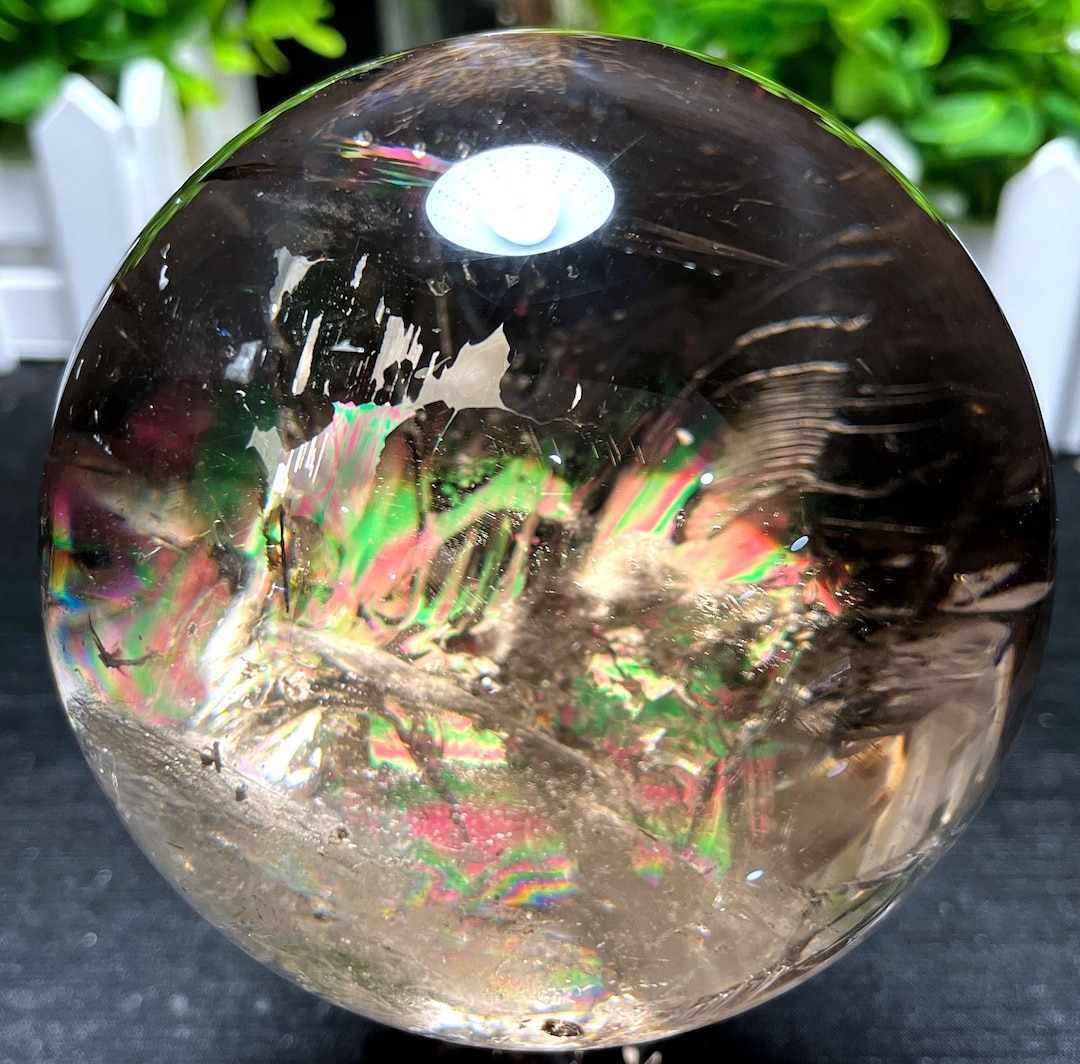 Large Clear Rainbow Smoky Crystal Quartz Sphere/rainbow Crystal Ball ...