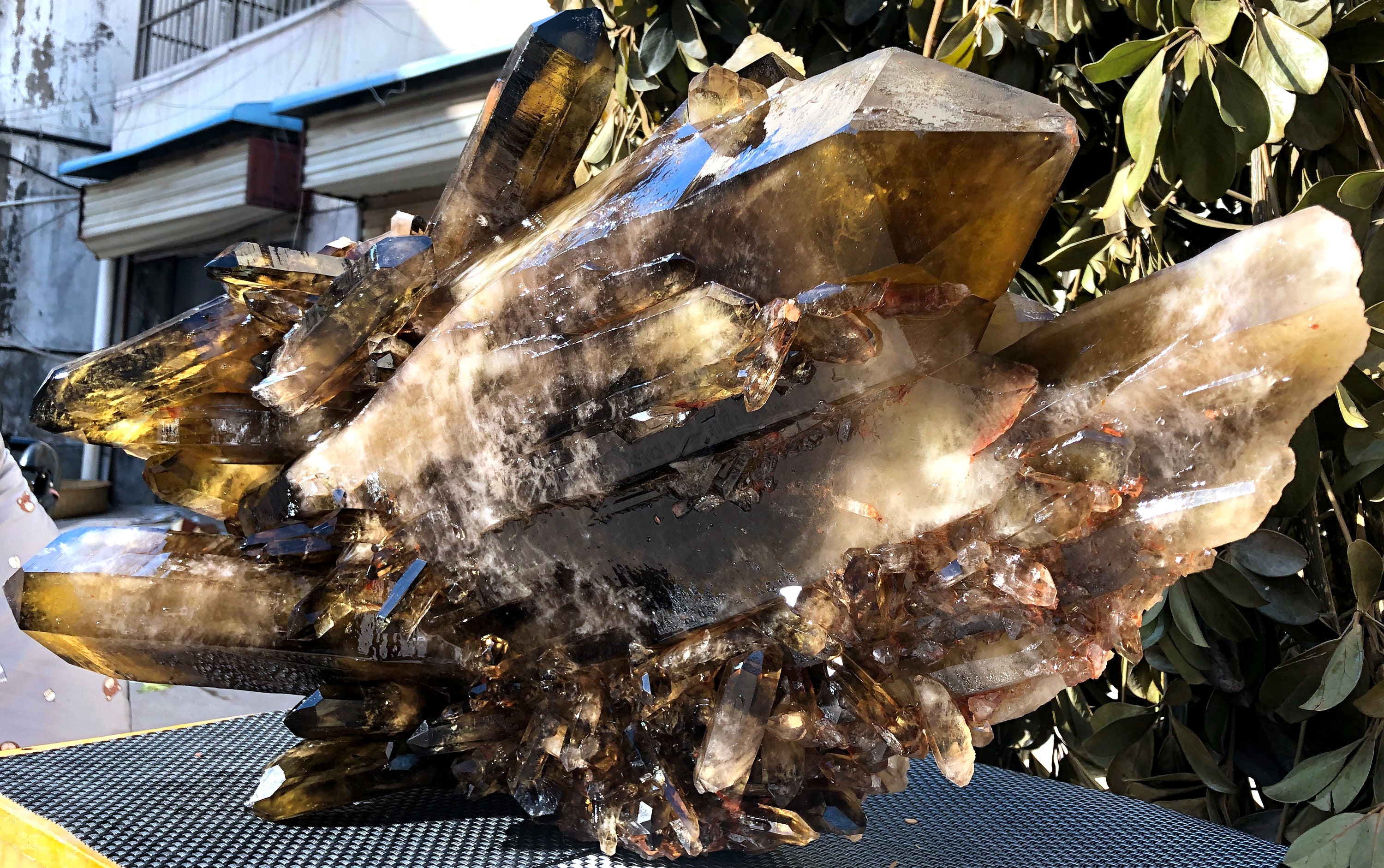 Large Raw Smoke Crystal Yellow Crystal Cluster/black Quartz | Etsy