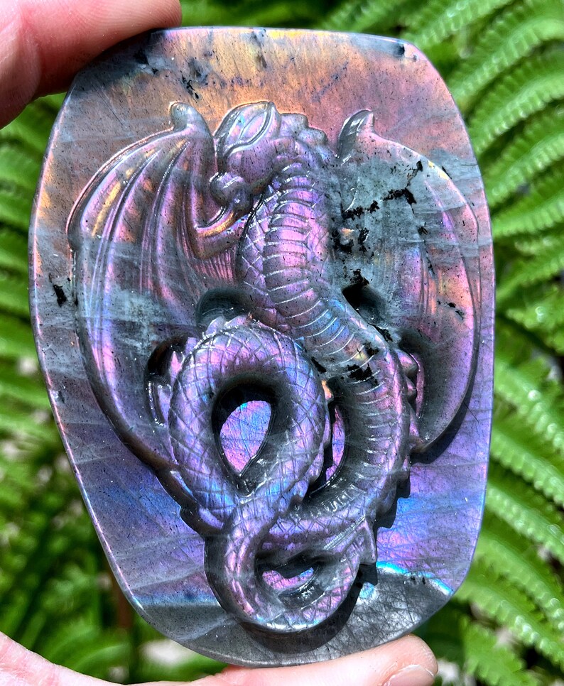 Hand Carved Sheen Labradorite Crystal Quartz Dragon/flying Dragon/shiny ...