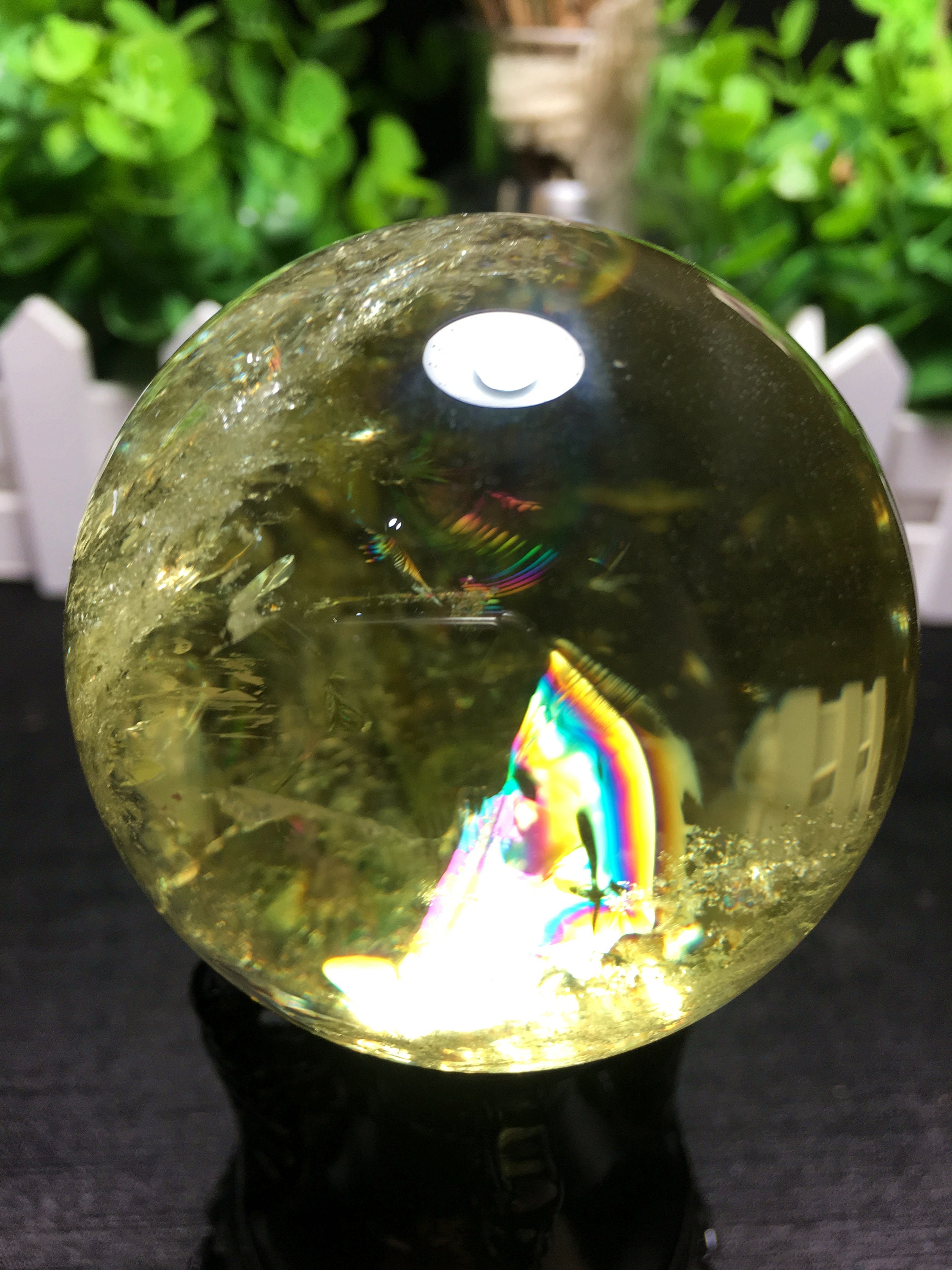 Natural Large Rainbow Citrine Quartz Crystal Sphere/citrine Ball/chakra ...