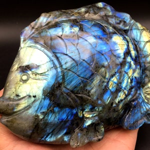 Hand Carved Labradorite Fish /shiny Polished Labradorite /jewelry ...