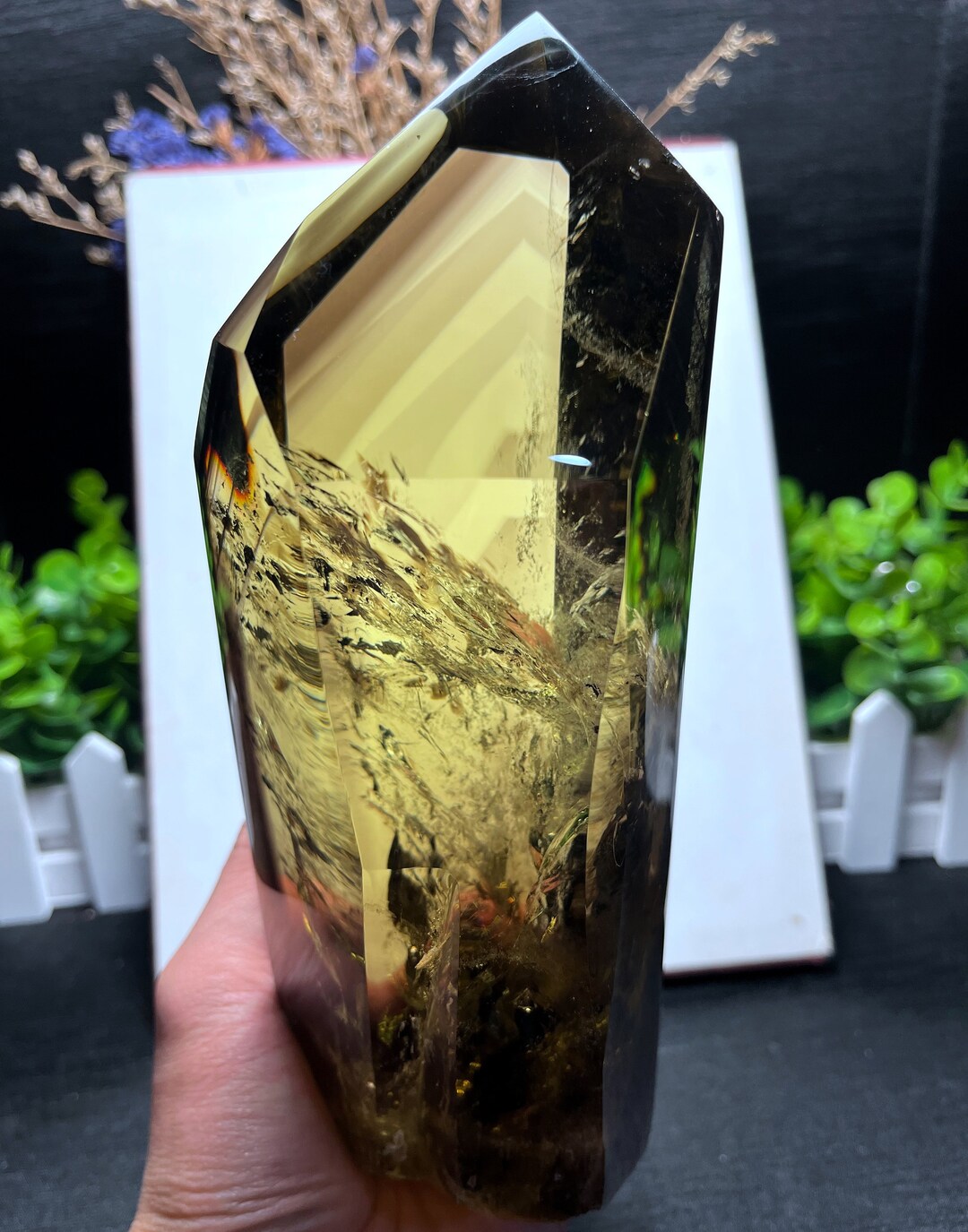 Natural Large Transparent Headed Yellow Citrine Crystal Quartz Point ...