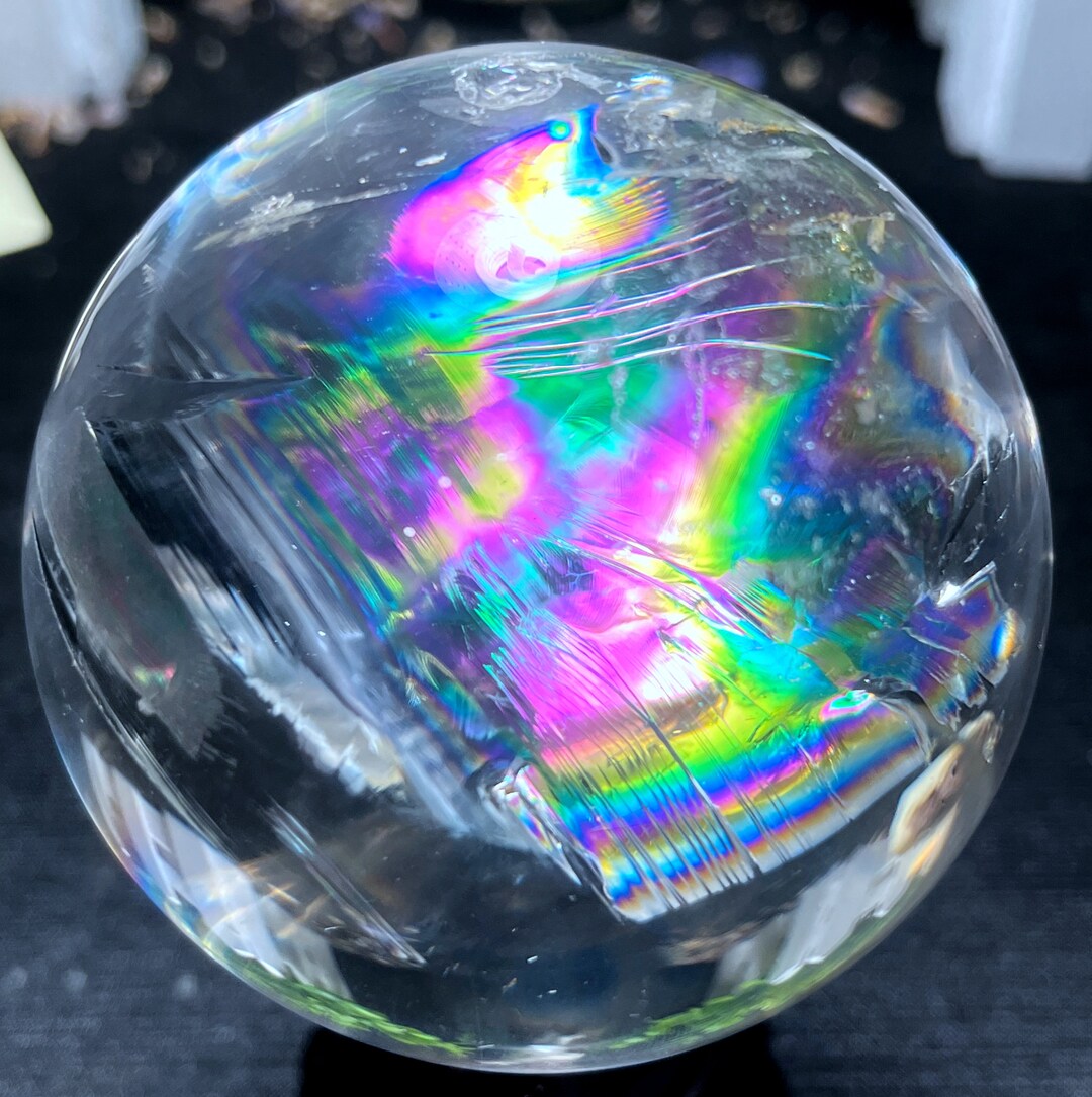Large Clear Rainbow White Crystal Quartz Sphere/rainbow Crystal Ball ...