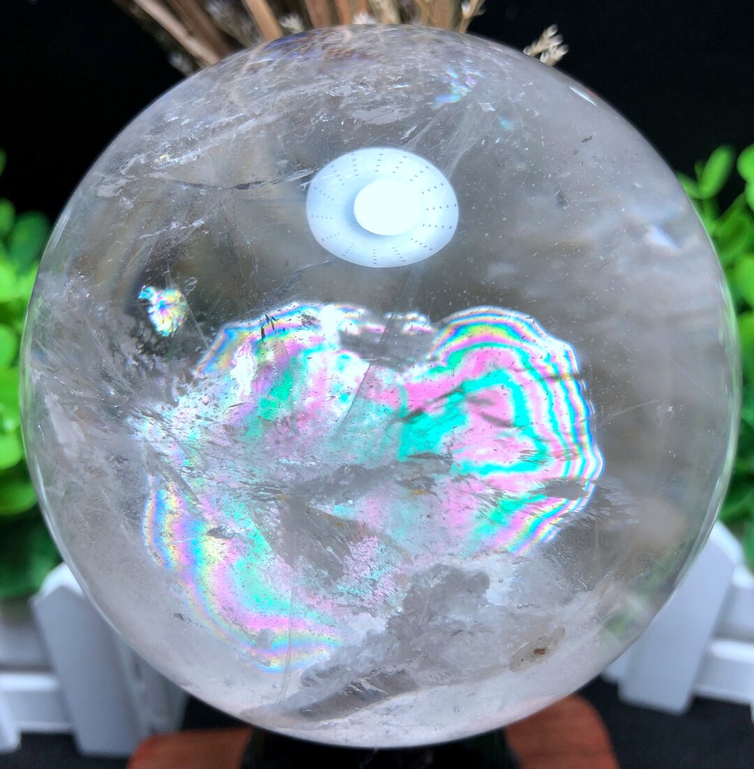 Extra Large Clear Rainbow White Crystal Quartz Sphere/rainbow Crystal ...