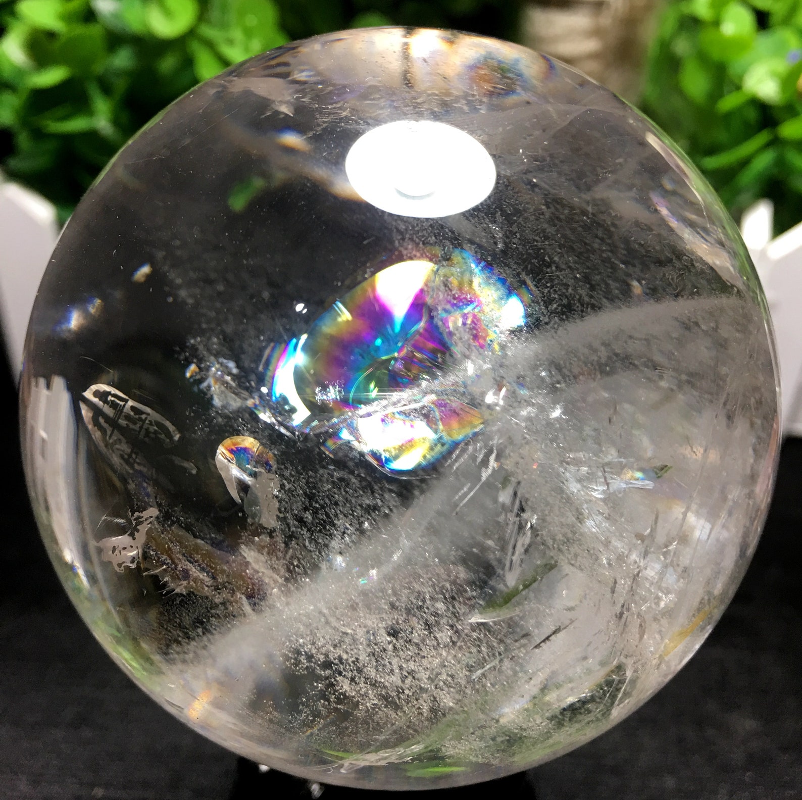 Large Clear Rainbow White Crystal Quartz Sphere/rainbow - Etsy
