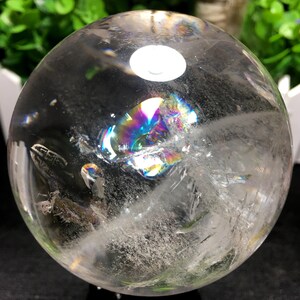 Large Clear Rainbow White Crystal Quartz Sphere/rainbow Crystal Ball ...