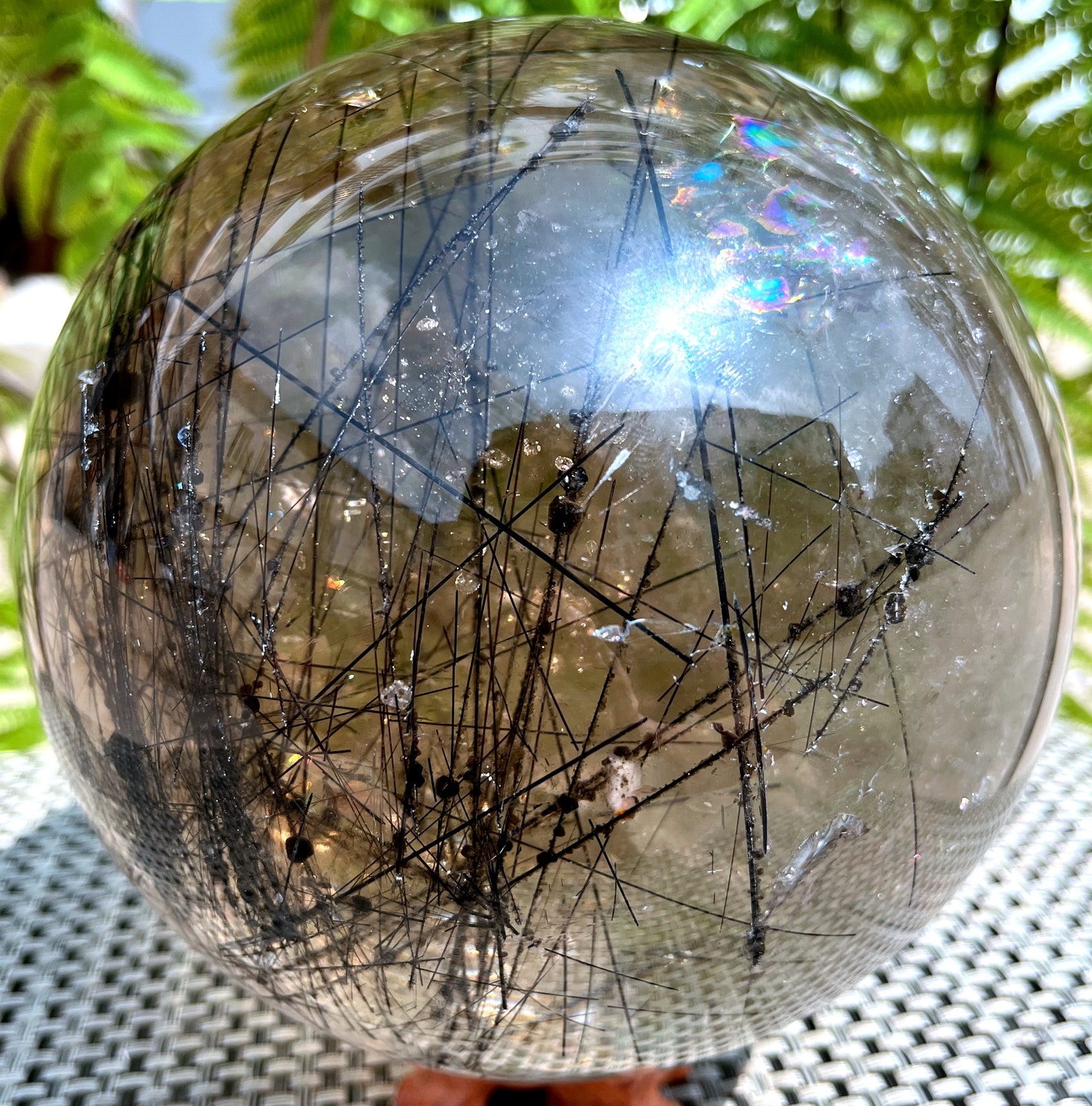 Natural Rare Transparent Black Tourmaline Rutilated Crystal Quartz Ball ...