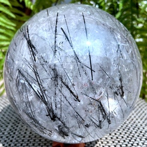 Natural Rare Transparent Black Tourmaline Rutilated Crystal Quartz Ball ...