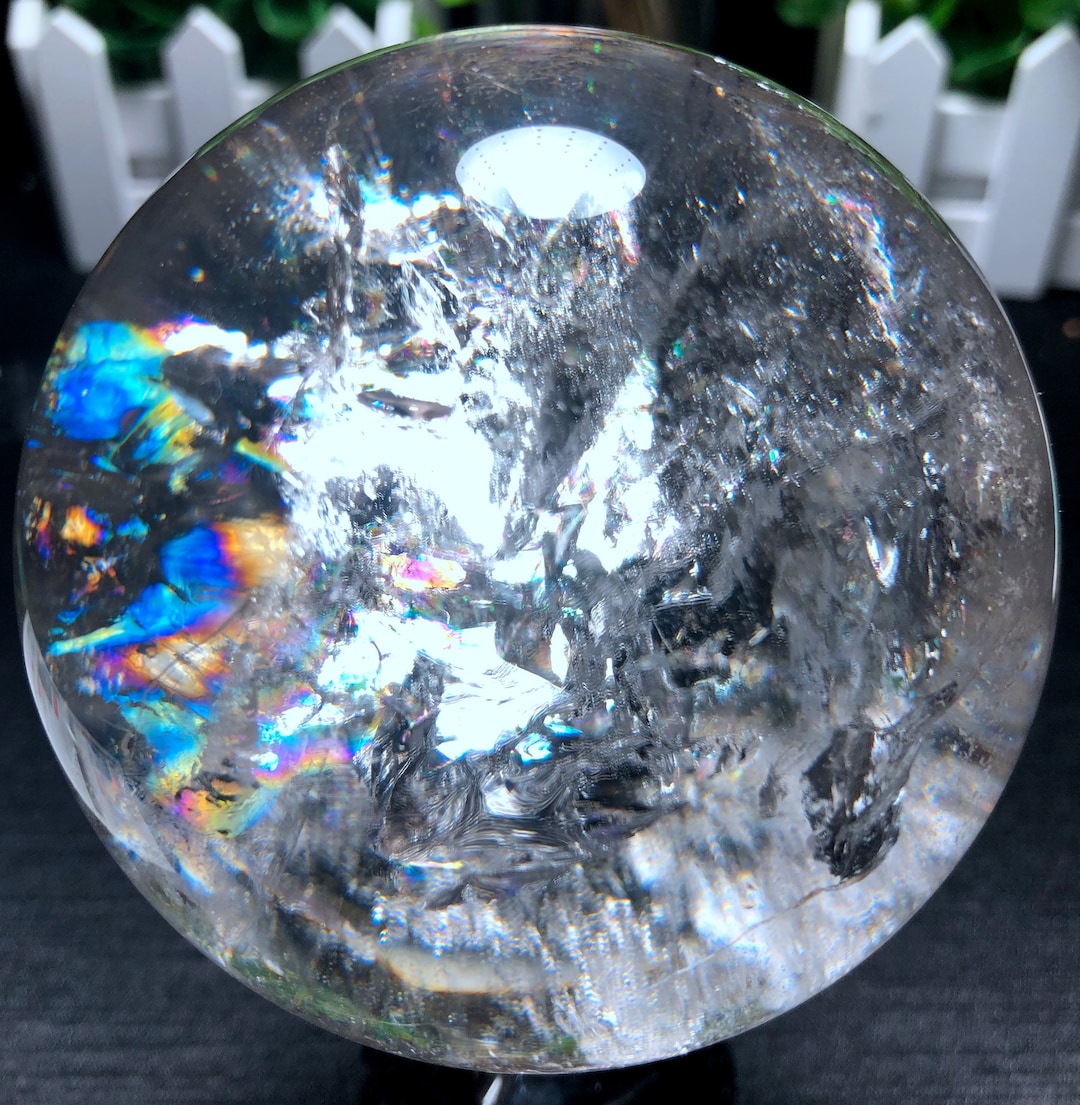 Large Clear Rainbow White Crystal Quartz Sphere/rainbow Crystal Ball ...