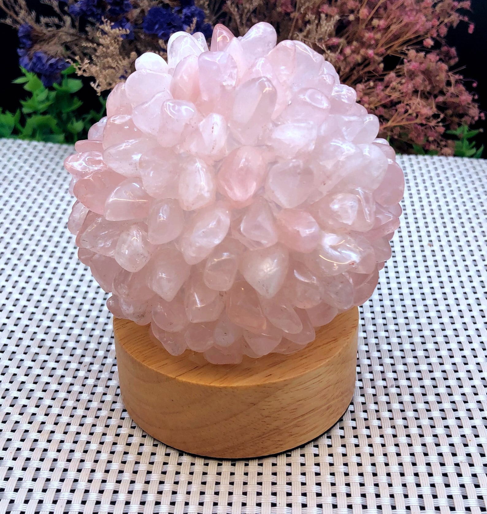 Natural Pink crystal night light/illumination light/Night | Etsy