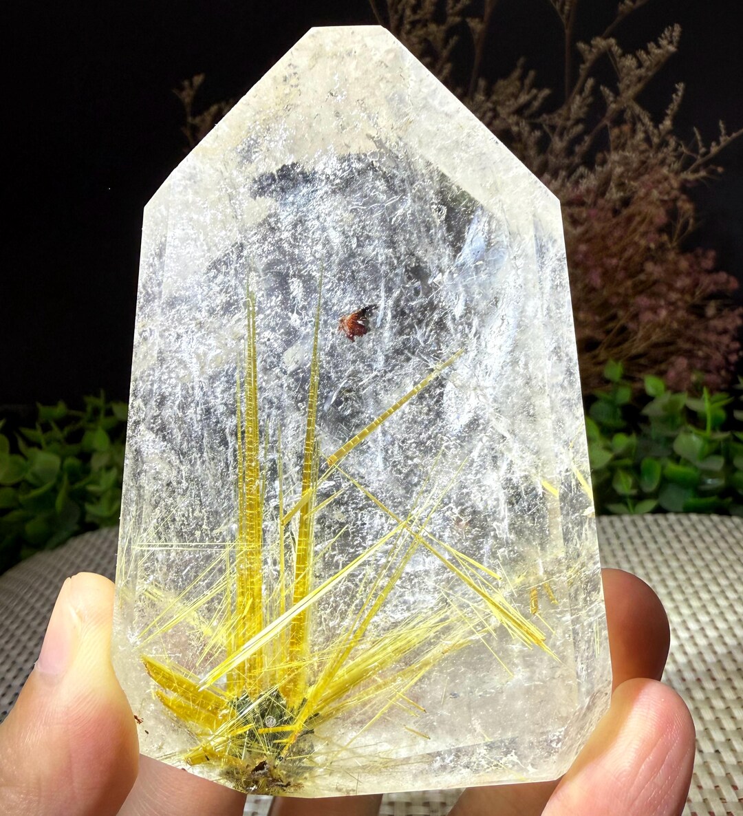 Rare Large Clear Golden Rutilated Inclusions Quartz Point/crystal Tower ...