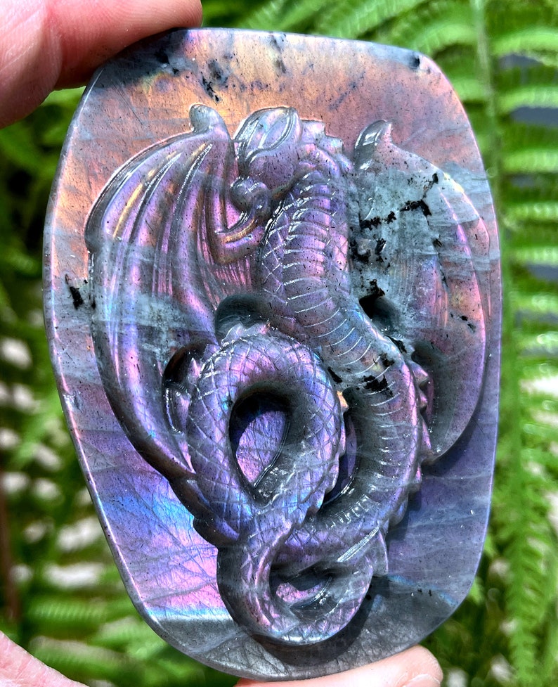 Hand Carved Sheen Labradorite Crystal Quartz Dragon/flying Dragon/shiny ...
