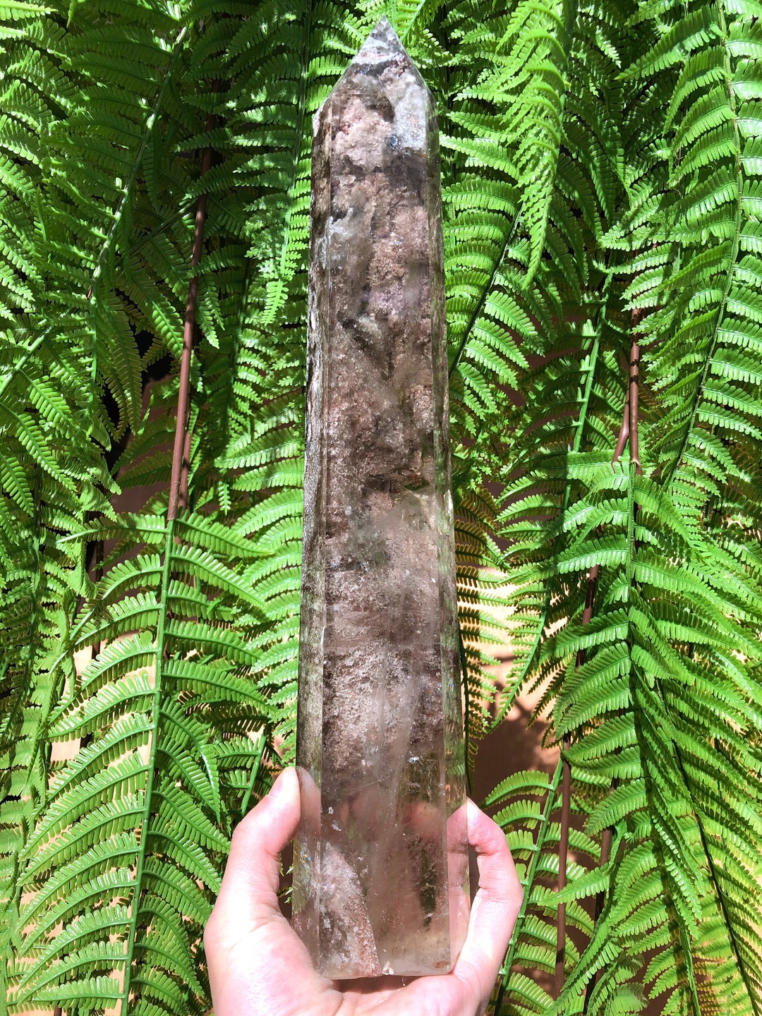 Rare Natural Large Included Garden White + Brown Phantom Quartz Tower ...