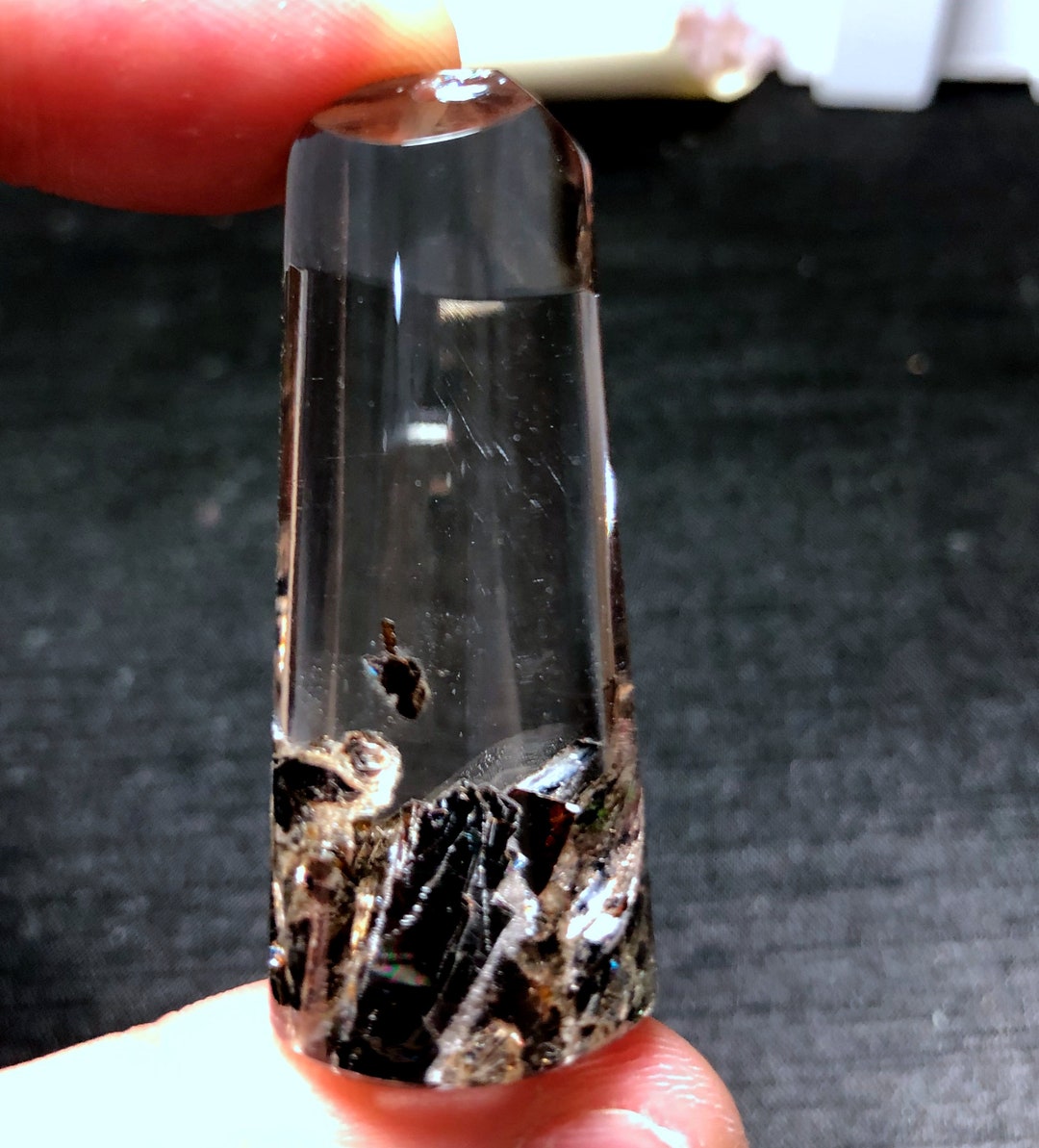 Natural Rare Black Mica Quartz Point/ Multi-inclusions Ladder-shaped ...