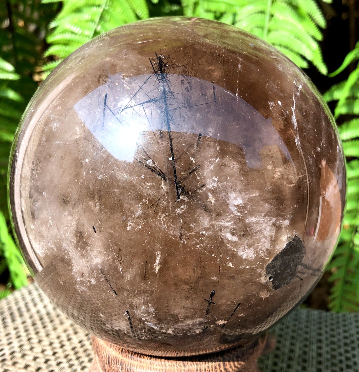 Natural Rare Transparent Black Tourmaline Rutilated Crystal Quartz Ball ...