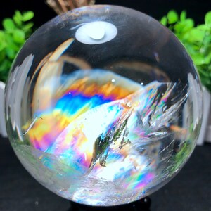 Large Clear Rainbow White Crystal Quartz Sphere/rainbow Crystal Ball ...