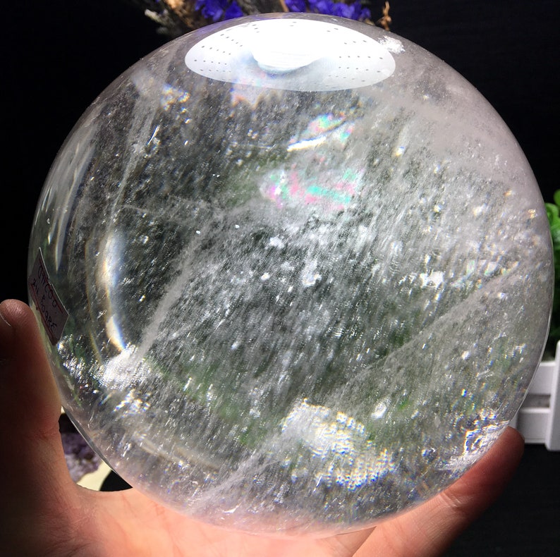 Large Clear Rainbow White Crystal Quartz Sphere/rainbow - Etsy