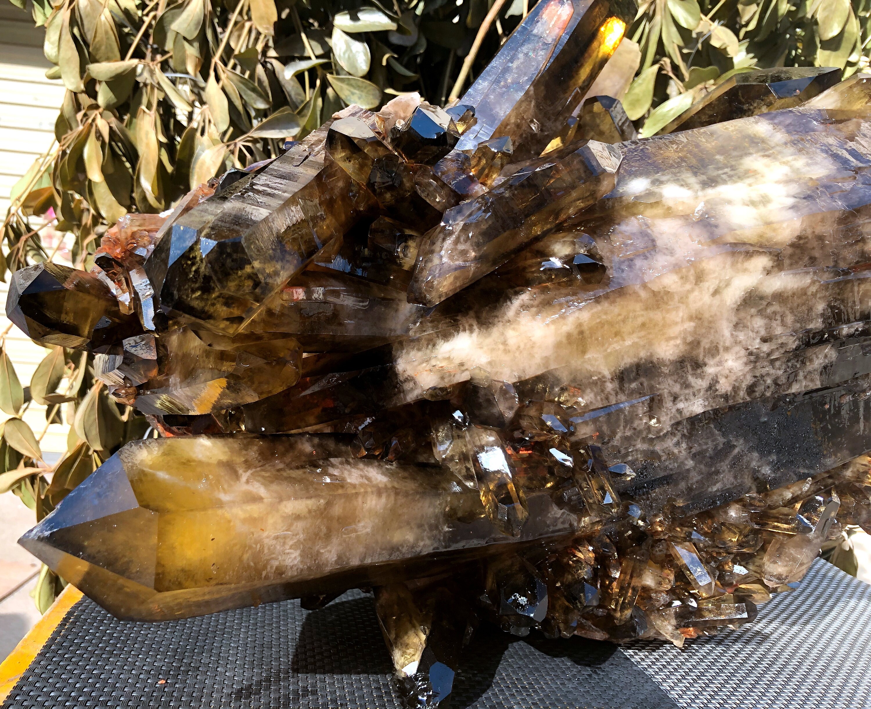 Large Raw Smoke Crystal Yellow Crystal Cluster/black Quartz | Etsy