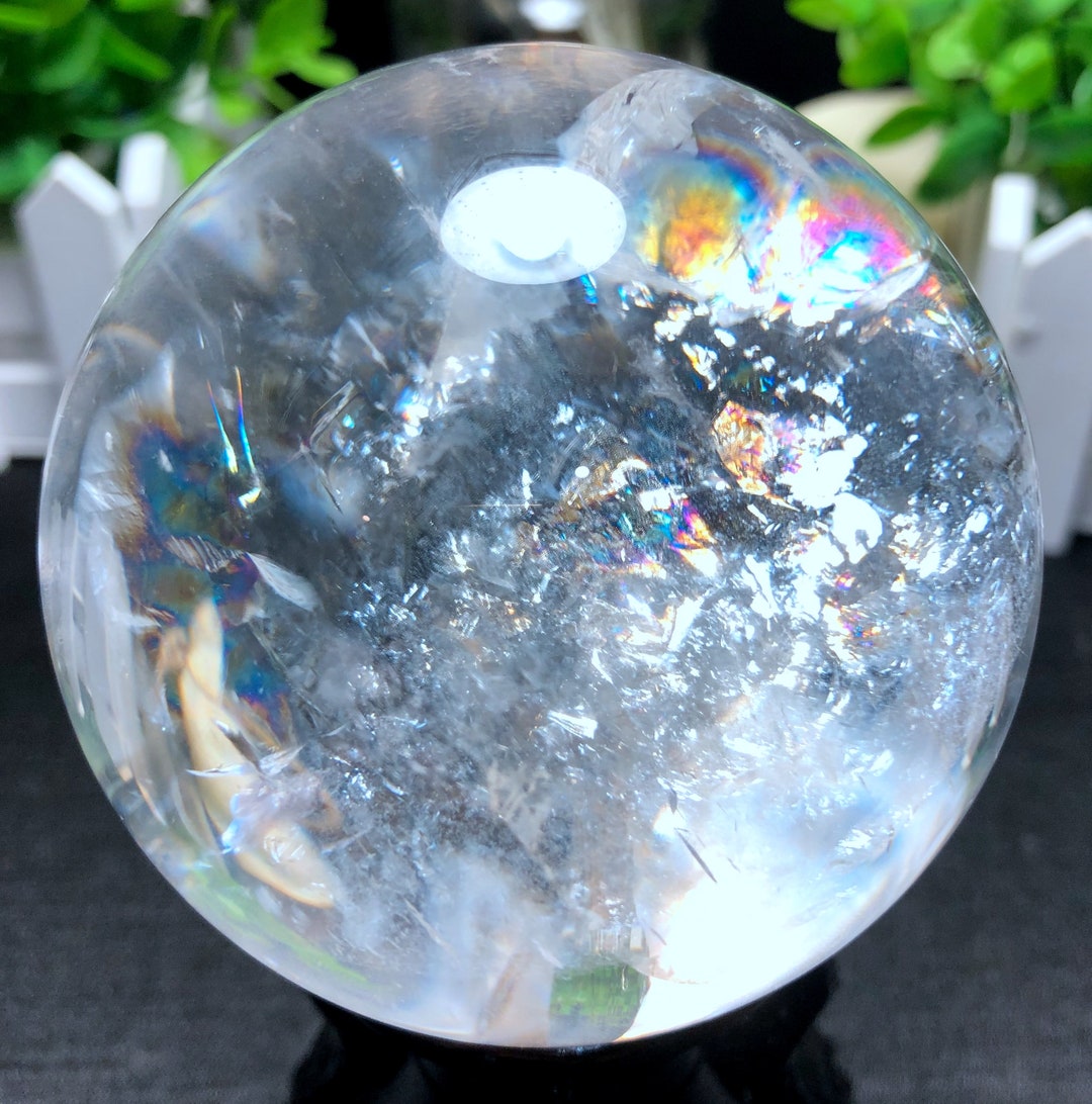 Large Clear Rainbow White Crystal Quartz Sphere/rainbow Crystal Ball ...
