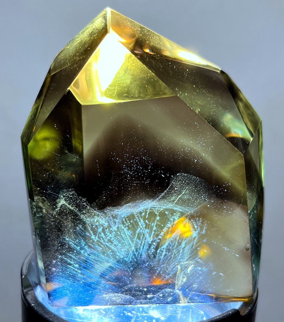 Natural Transparent Headed Yellow Citrine Crystal Quartz "blue Needle ...