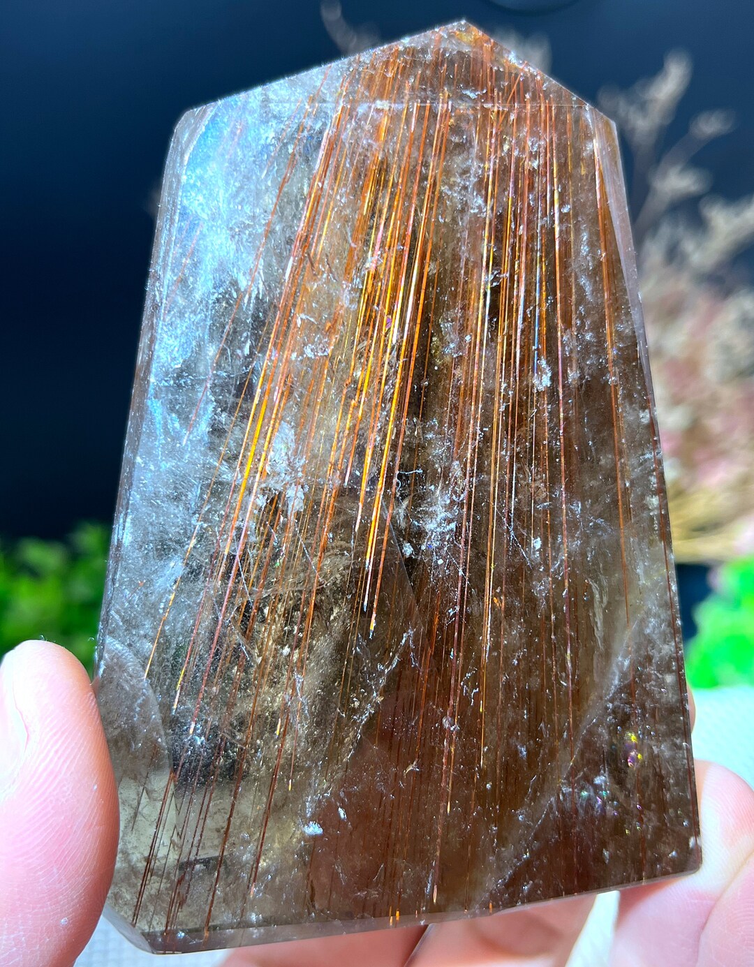 Rare Large Clear Golden Rutilated Inclusions Quartz Point/crystal Tower ...