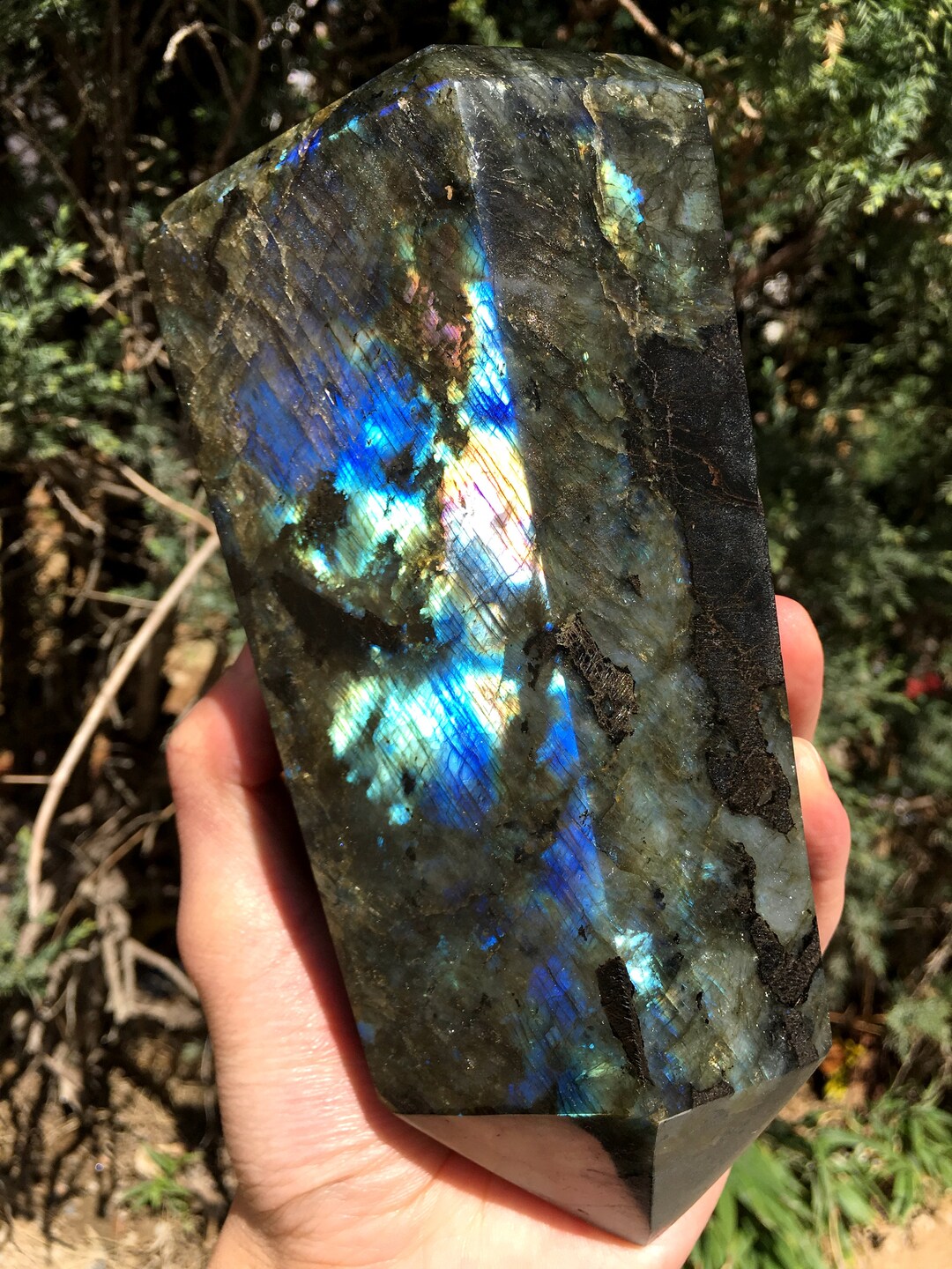 Extra Large Polished Labradorite Point, Rainbow Gemstone Decor (2135g ...