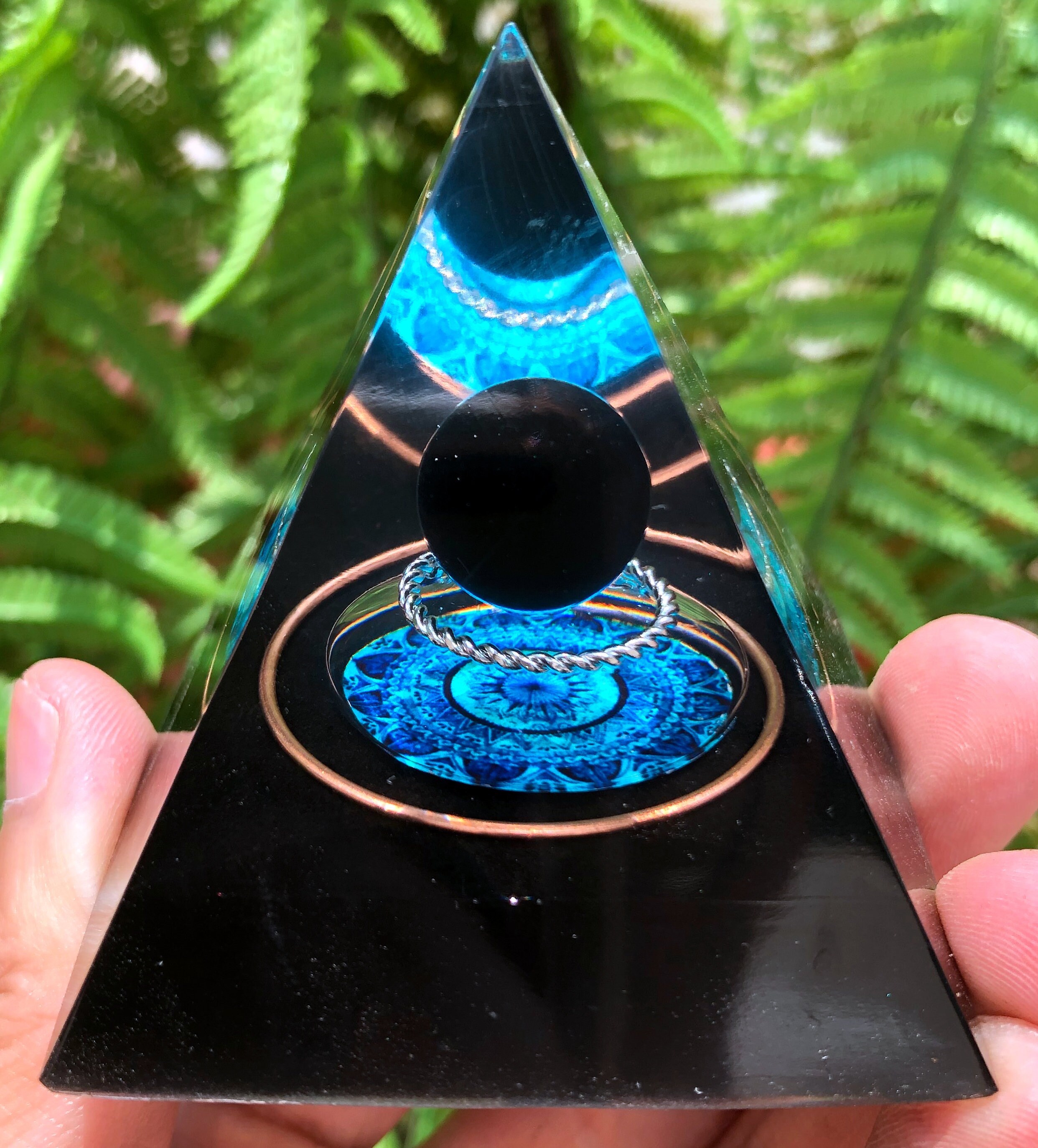 Fantasy magic obsidian Sphere Orgone/Crystal Pyramid | Etsy