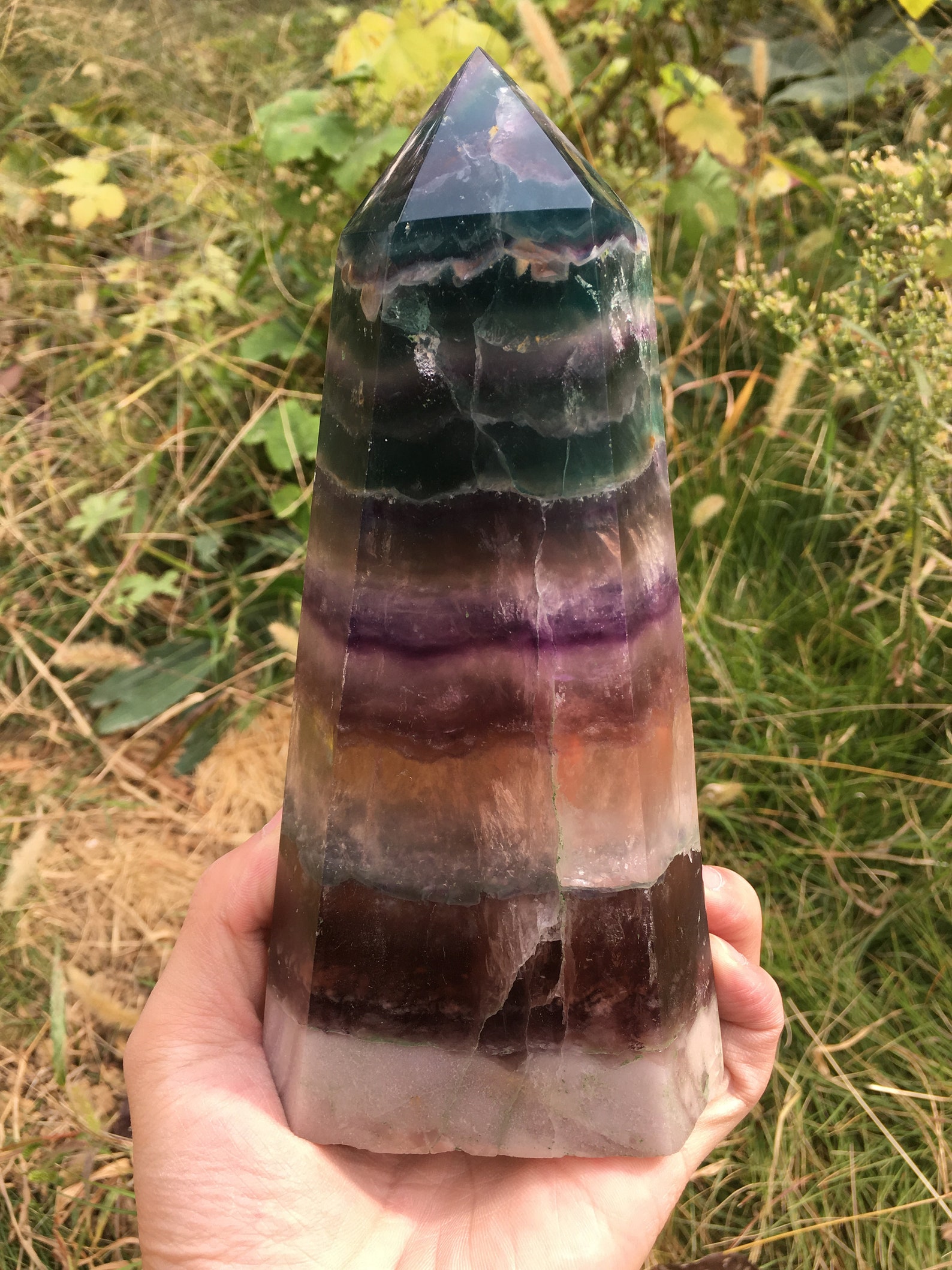 Large Rainbow Fluorite Crystal Tower Point/fluorite - Etsy