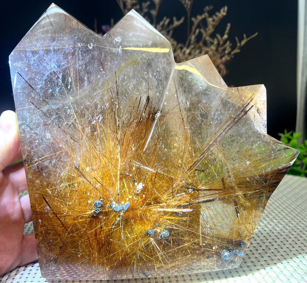 Rare Large Clear Golden Rutilated Inclusions Quartz Point/crystal Tower ...