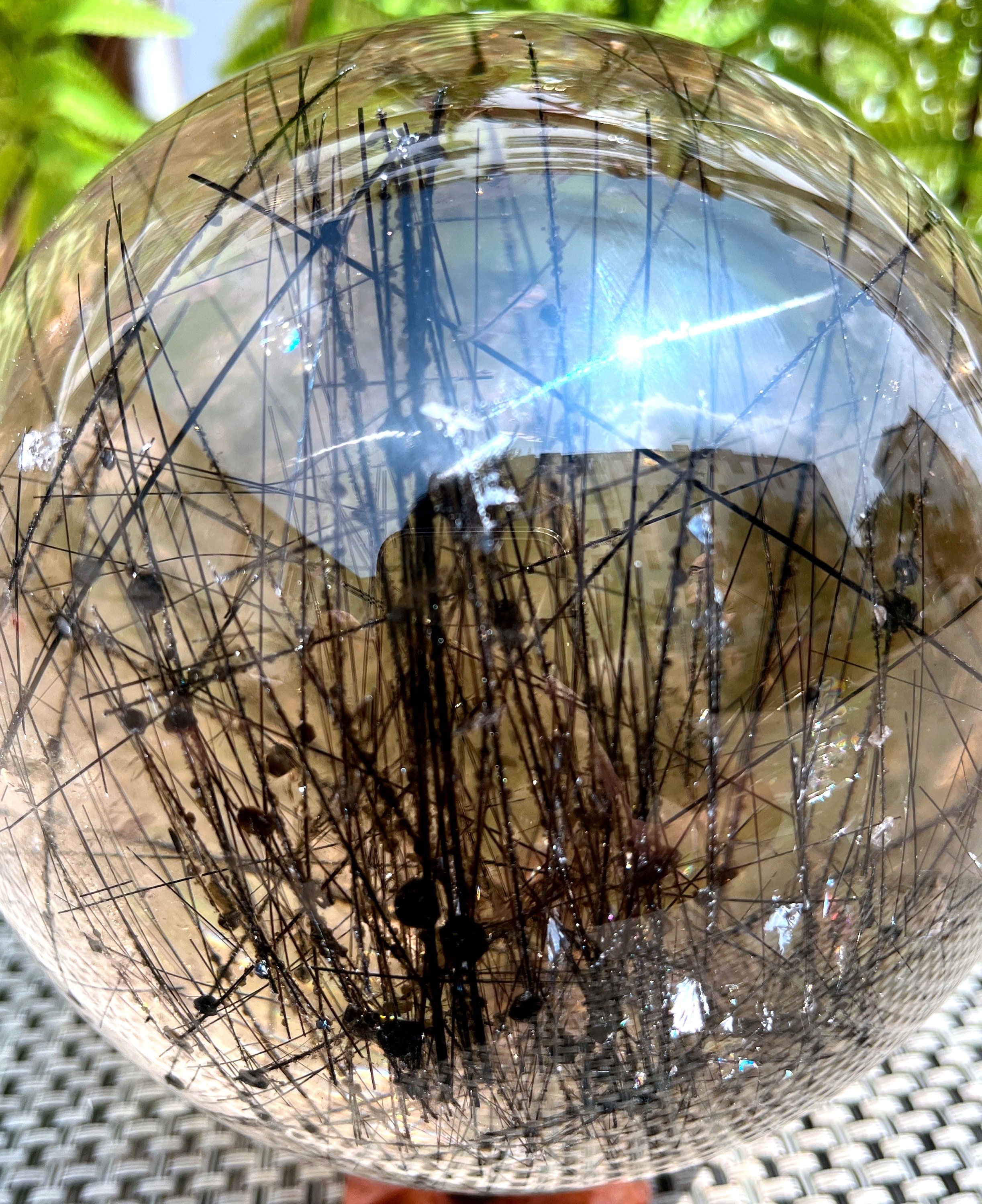 Natural Rare Transparent Black Tourmaline Rutilated Crystal Quartz Ball ...