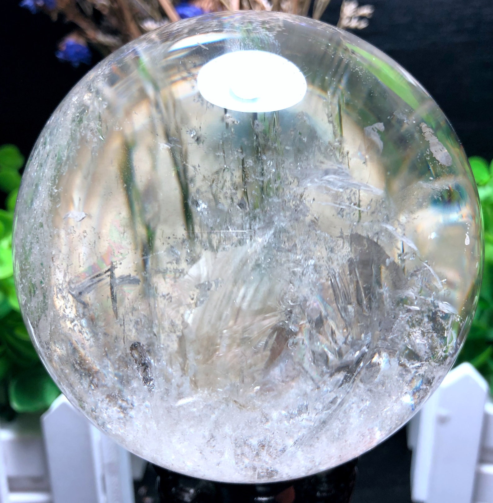 Extra Large Clear Rainbow White Crystal Quartz Sphere/rainbow - Etsy