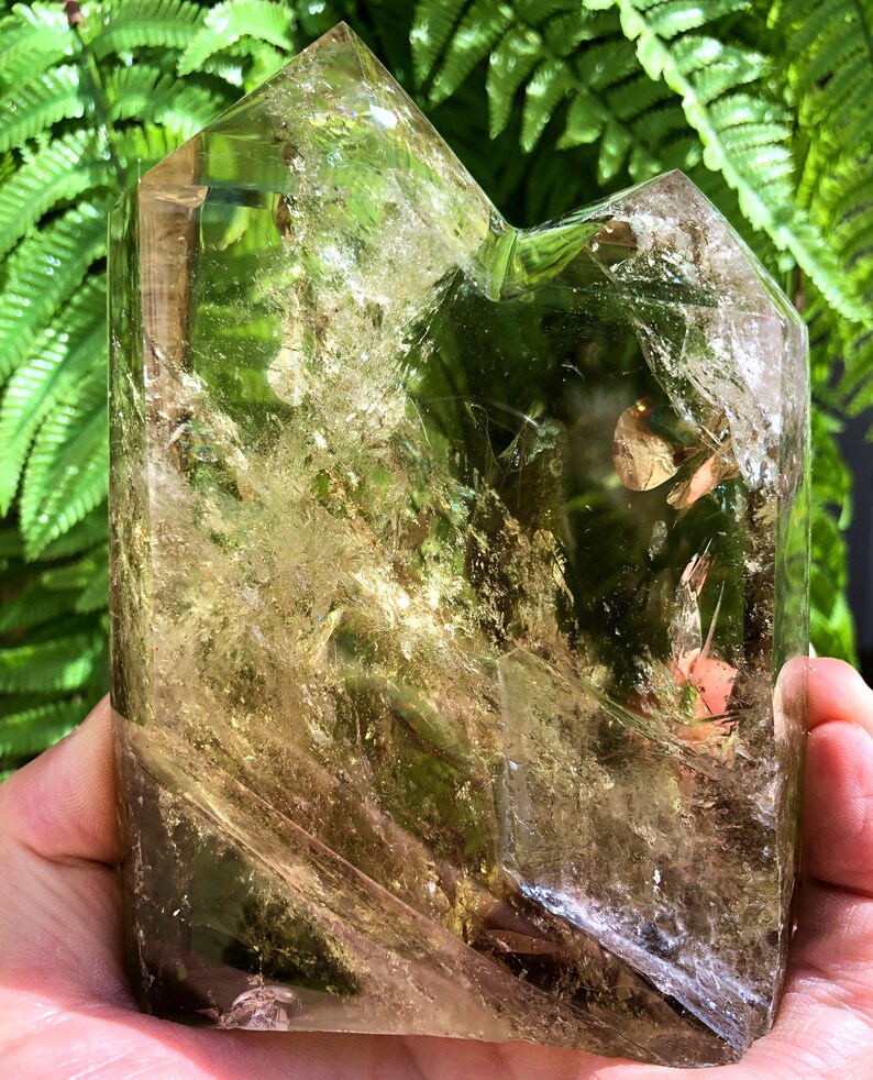 Natural Large Transparent Headed Yellow Citrine Crystal Quartz Point ...