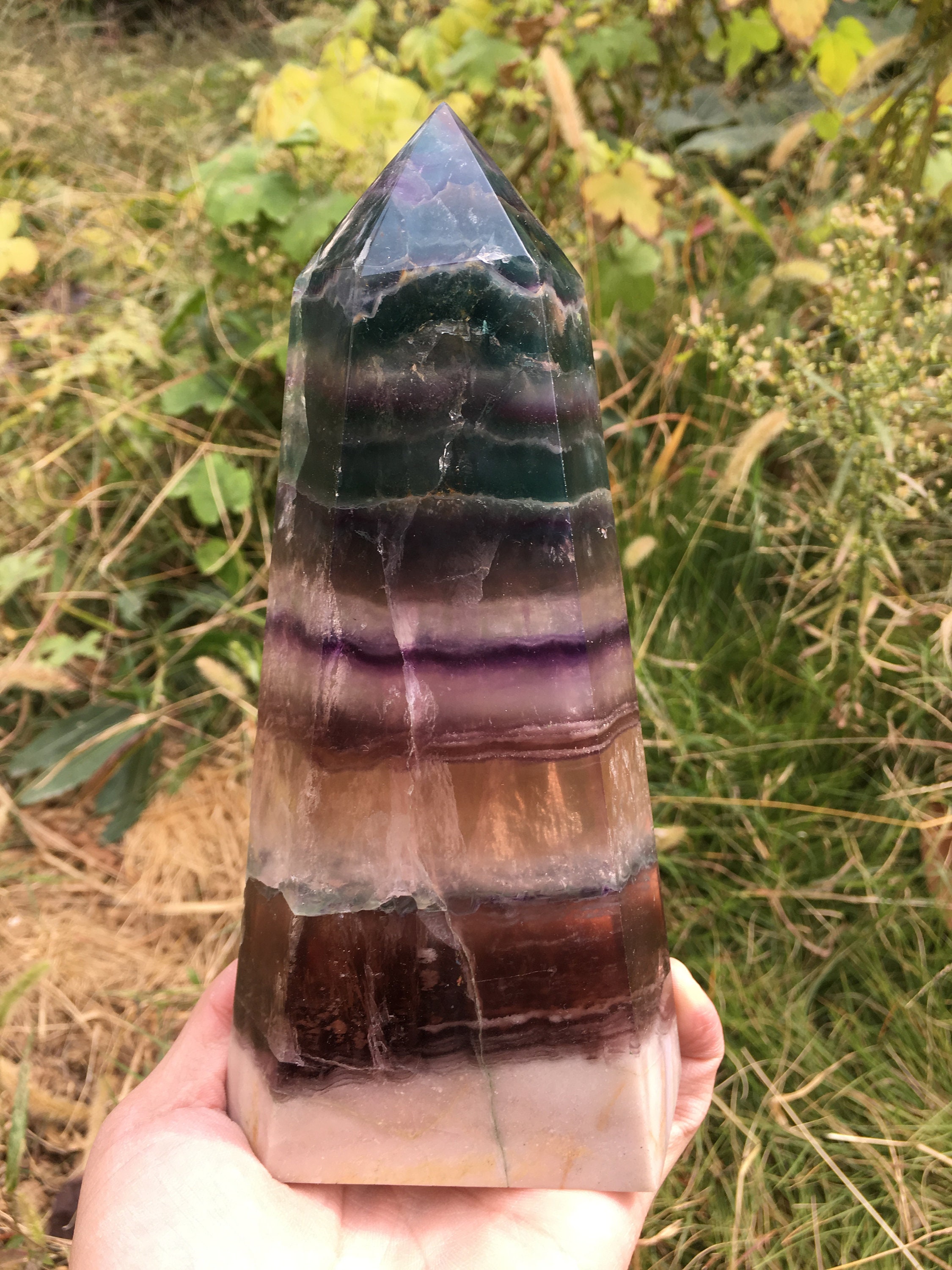 Large Rainbow Fluorite Crystal Tower Point/Fluorite | Etsy