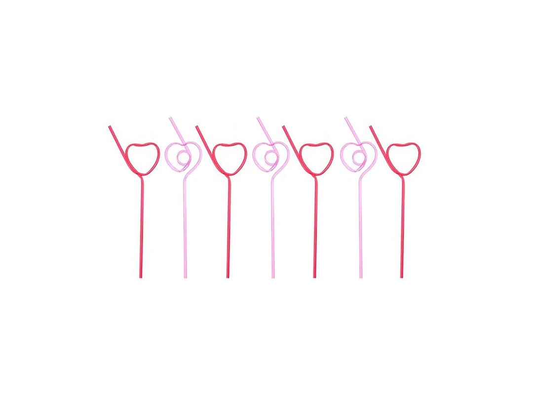 Heart Shape Straw Plastic - Cocktail Stirrer Sipping Straw - Love ...