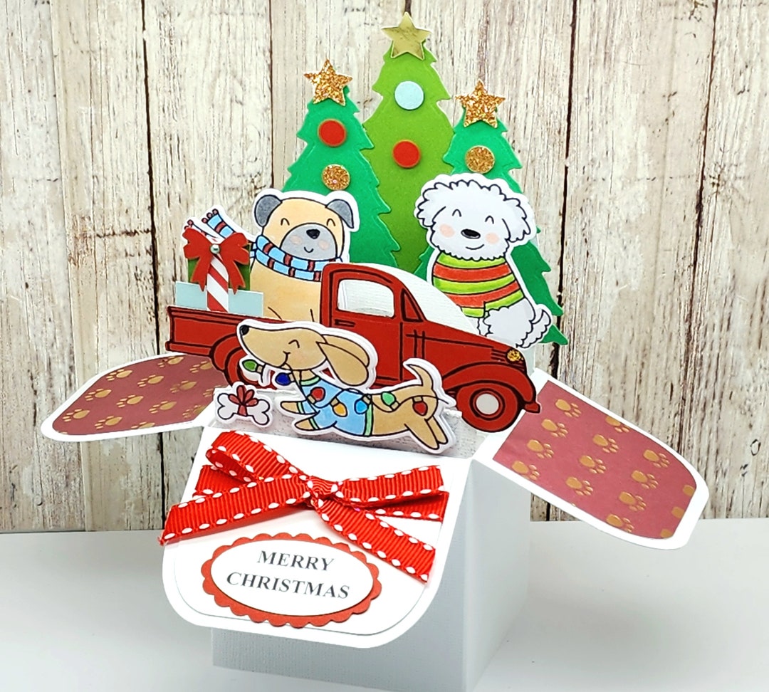 3d Christmas Pop up Card in a Box Handmade Greeting Card - Etsy