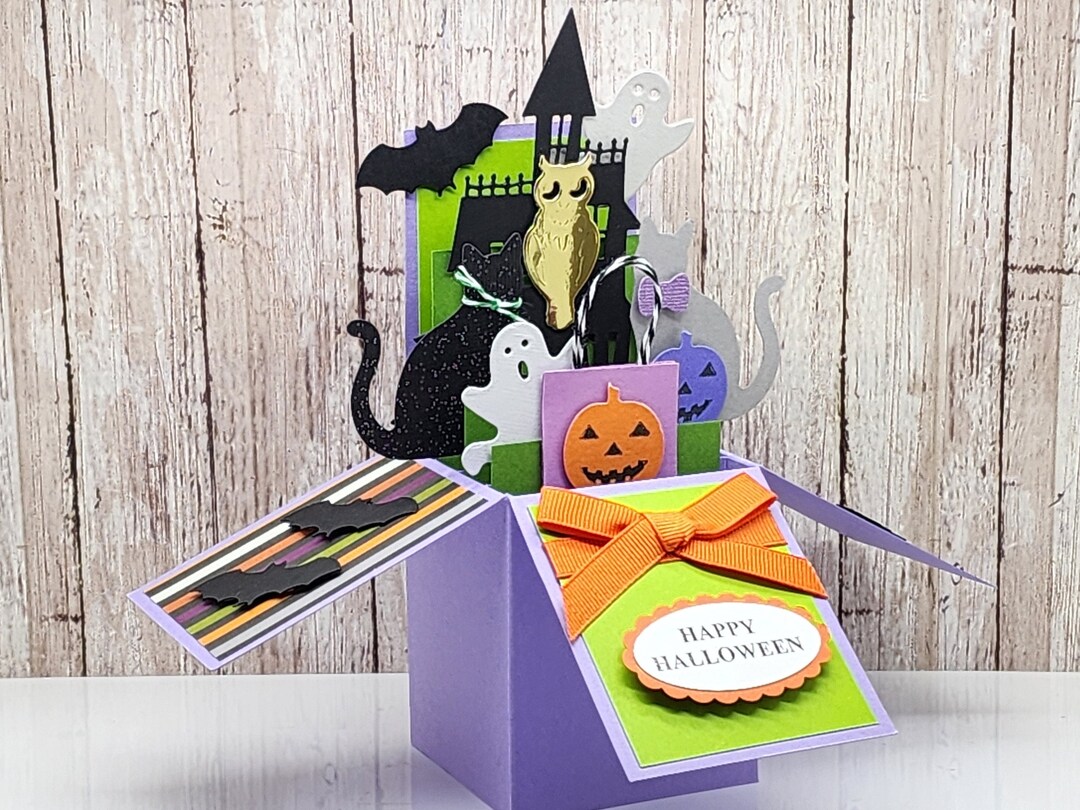 Halloween Card, Castle and Bats Pop up Card, Ghost Pop up Card ...