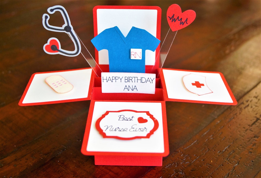 Personalized Nurse Pop up Card, Handmade Pop up Box Card, 3D Handmade ...