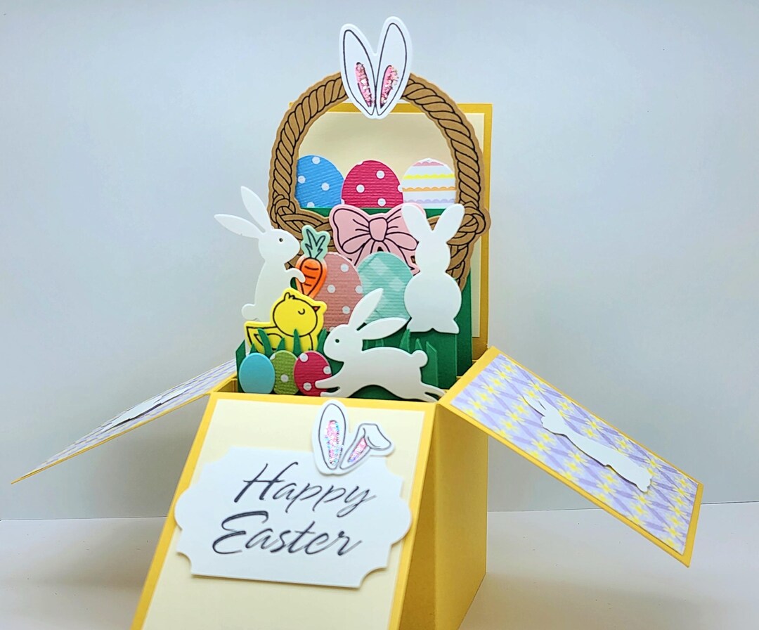 Easter Box Card, Handmade Easter Box Card, Easter Bunny Card, Bunny ...