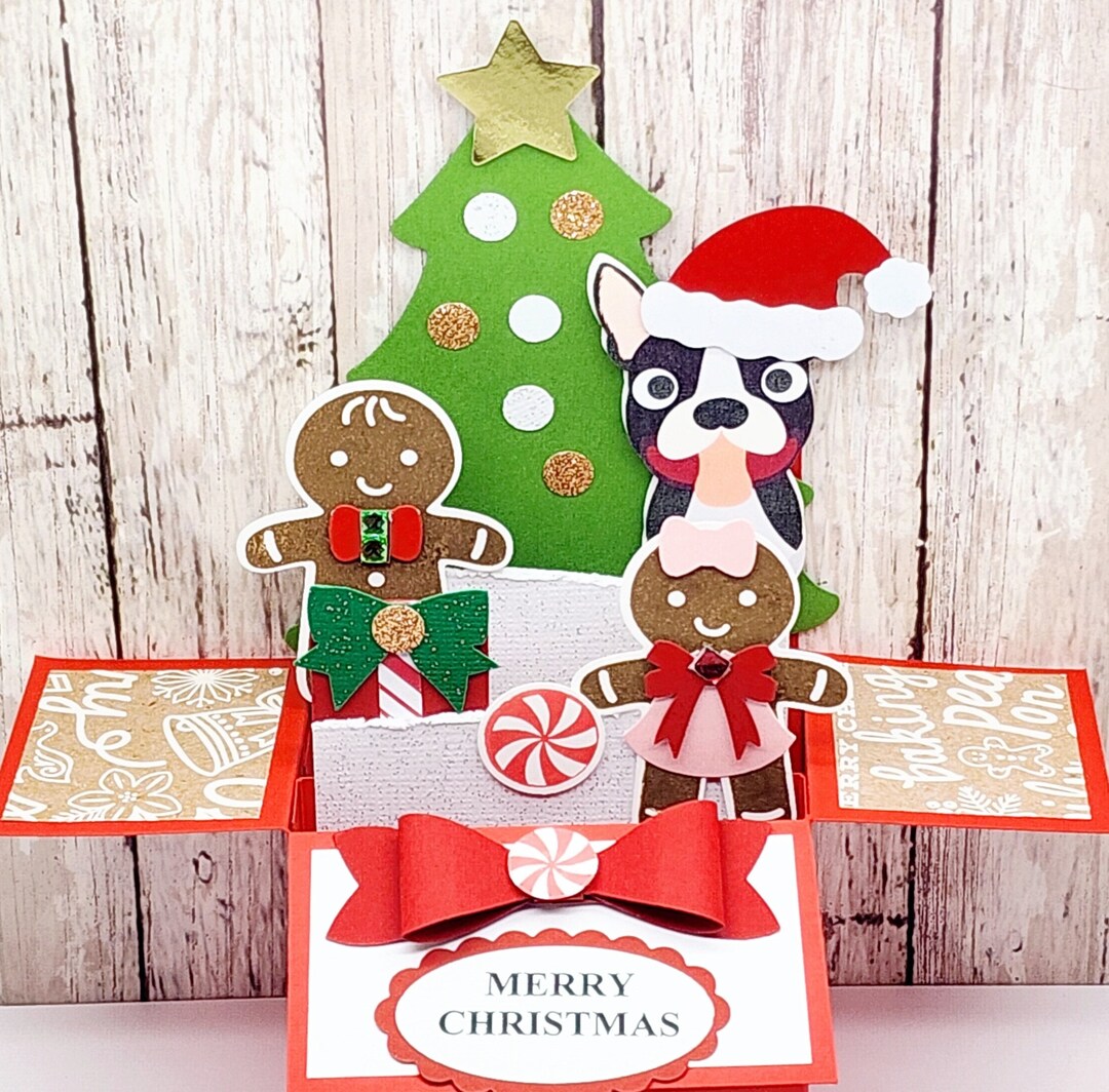 Gingerbread House Box Card Handmade Christmas Box Card Merry - Etsy