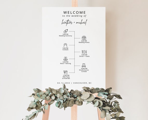 Welcome Timeline Sign Editable Wedding Timeline Poster - Etsy