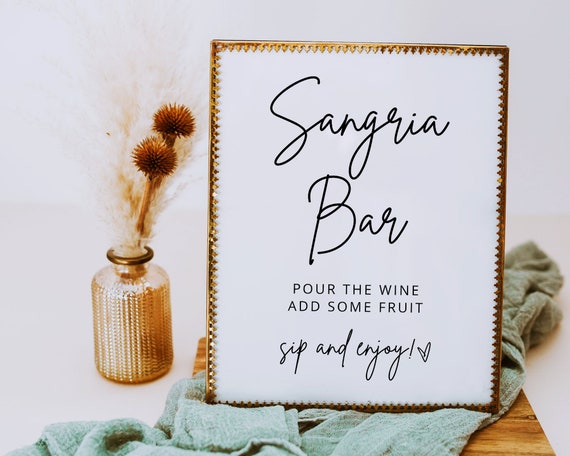 Sangria Bar Sign, Printable Wedding Signs, Cocktail Sign, Sangria Sign ...