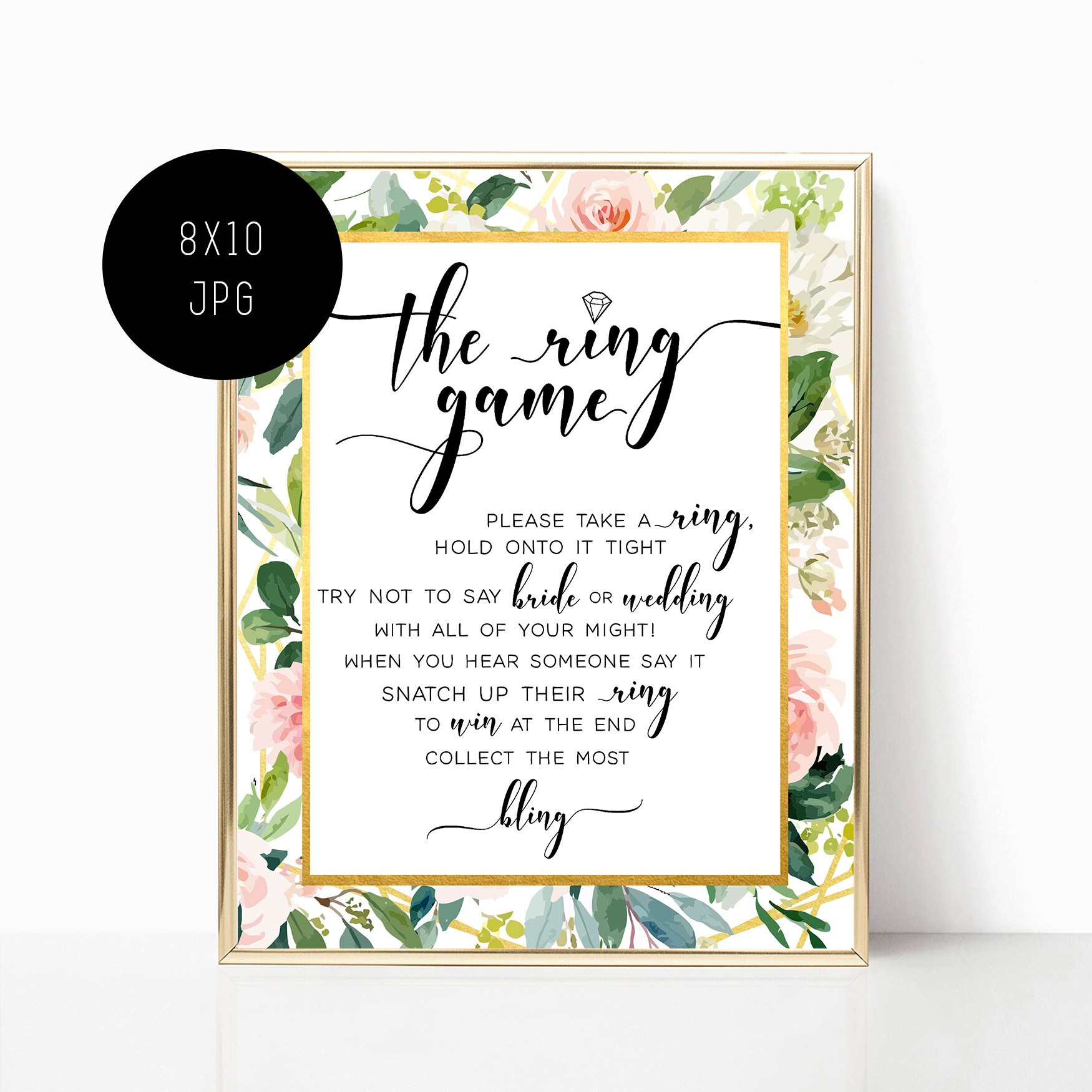 The Ring Game Bridal Shower Game Sign Bridal Shower Sign | Etsy