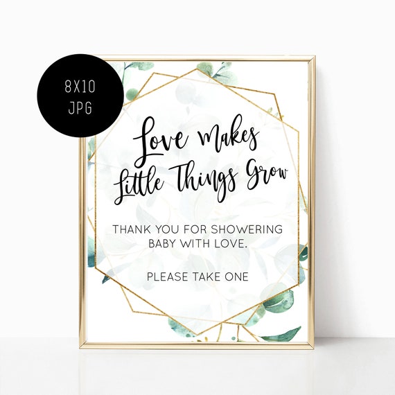 Love Makes Little Things Grow Sign - Eucalyptus Baby Shower Sign by ...