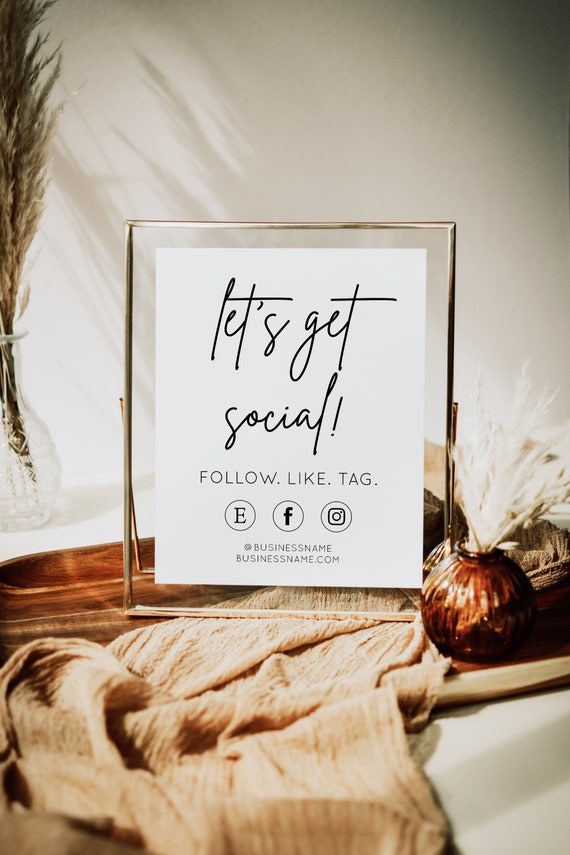 Let's Get Social Sign, Social Media Sign Template, DIY Follow Us On ...